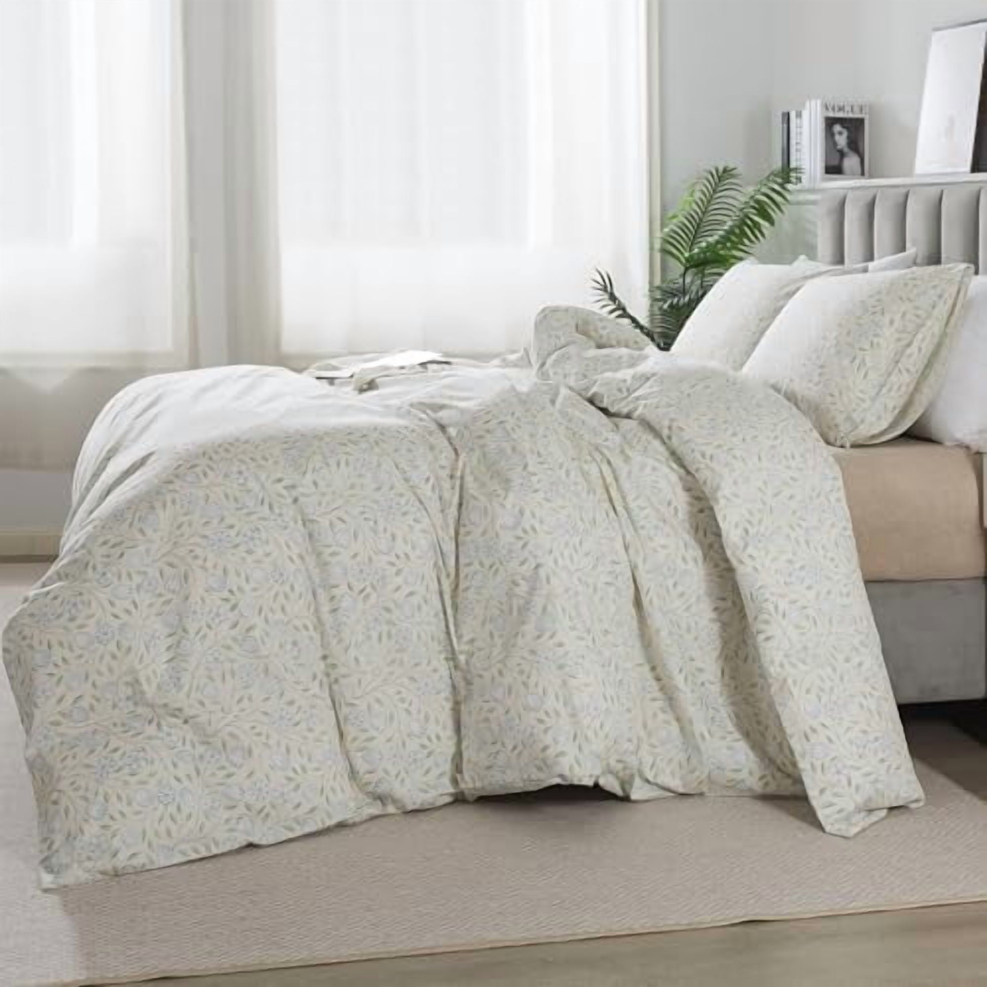 Floral Duvet Cover Queen - 100% Cotton Comforter Cover, Soft ...