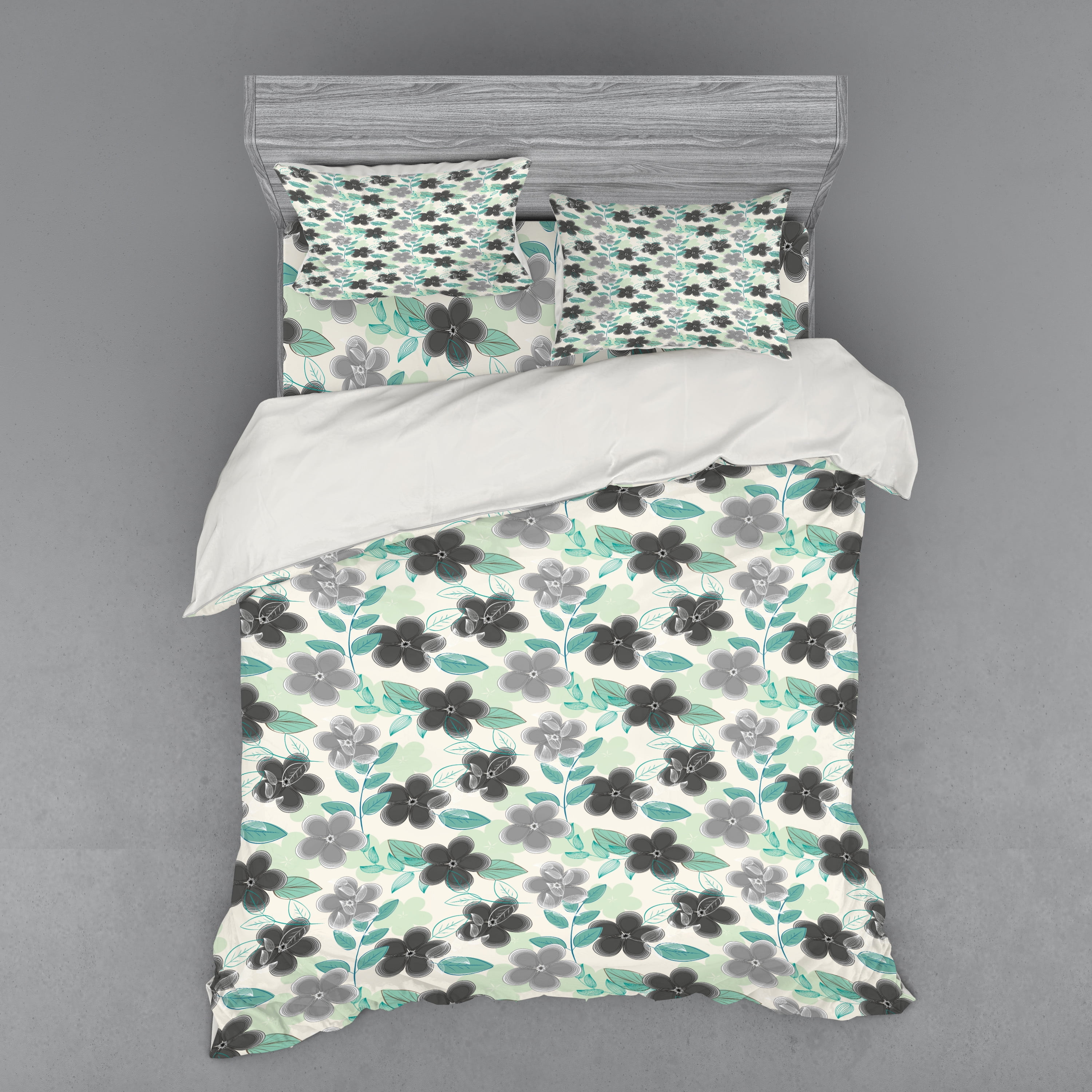 Ambesonne Floral Bedding Set 4 Pcs, Abstract Nostalgic Retro, Queen ...