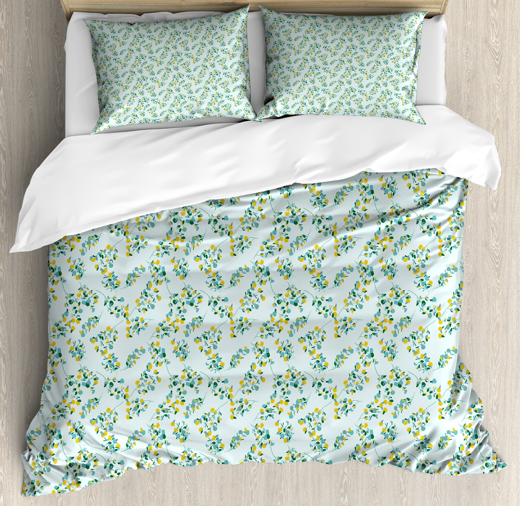 Floral Duvet Cover Set, Abstract Summer Blossom Botany Pattern ...