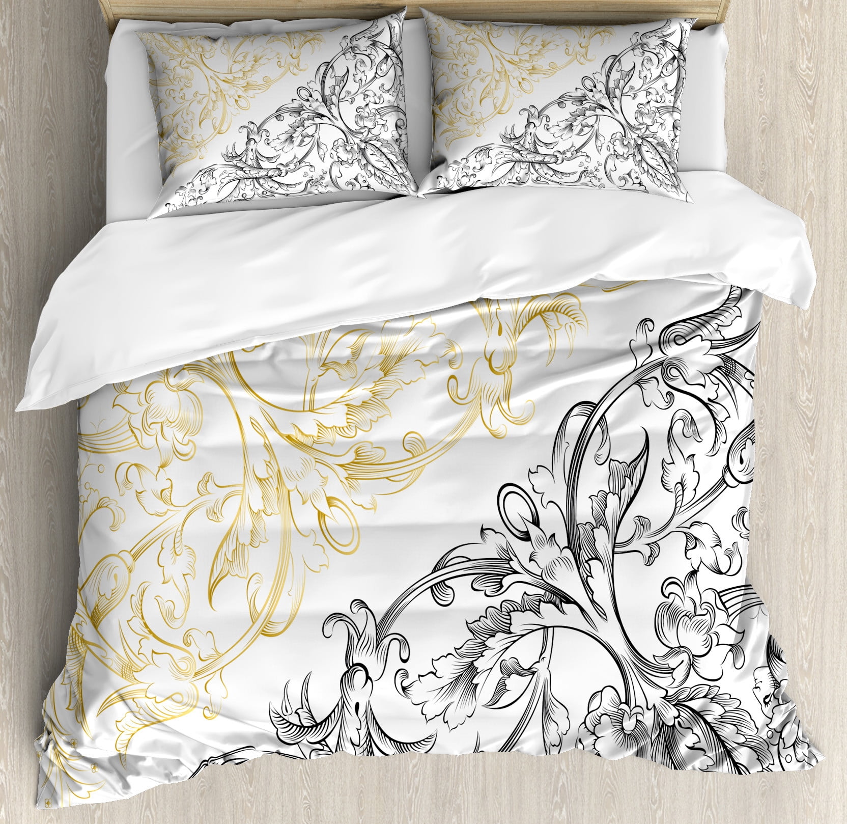 Floral Duvet Cover Set, Floral Arrangement 2 Different Color Palette ...
