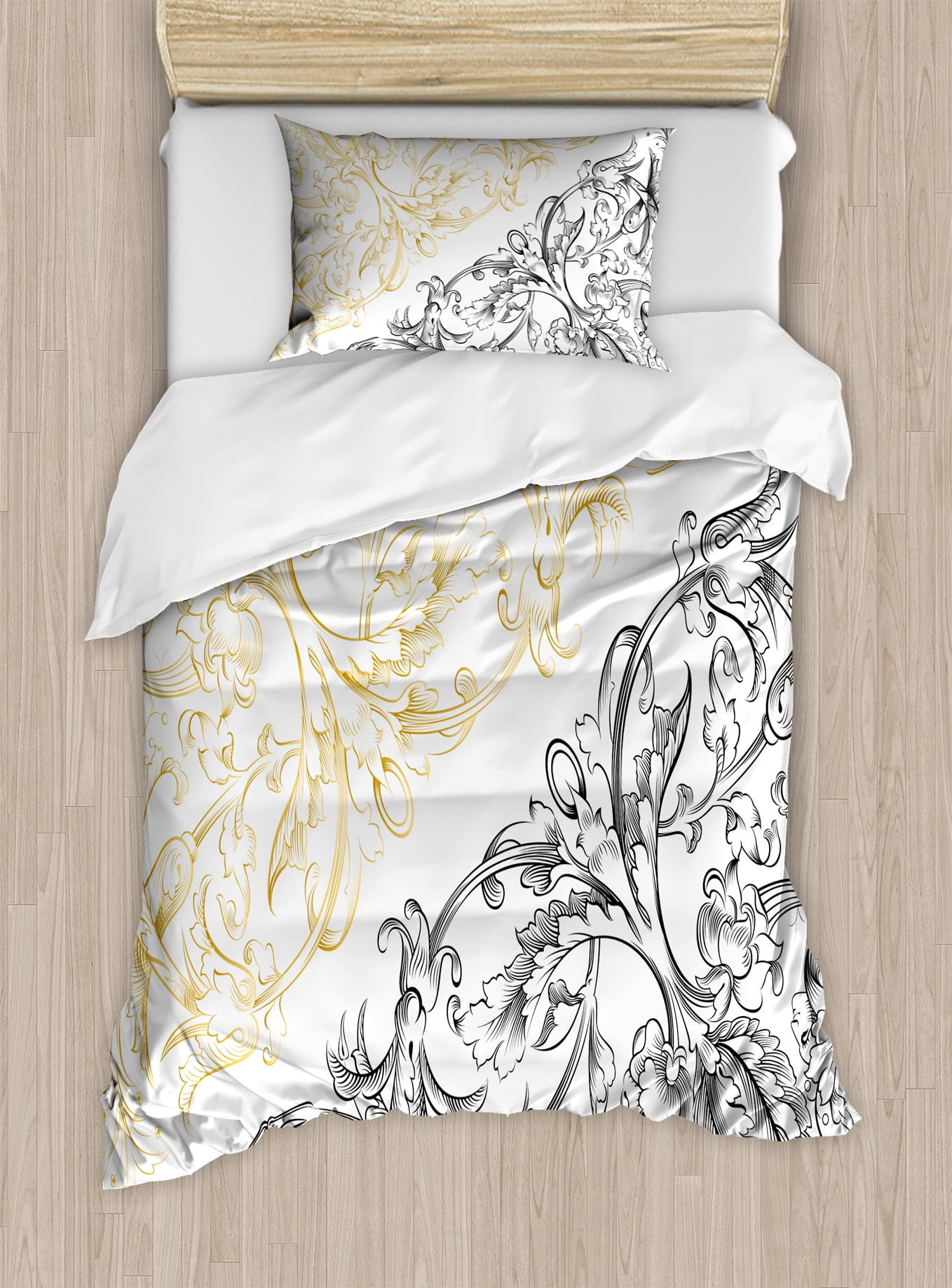 Floral Duvet Cover Set, Floral Arrangement 2 Different Color Palette ...