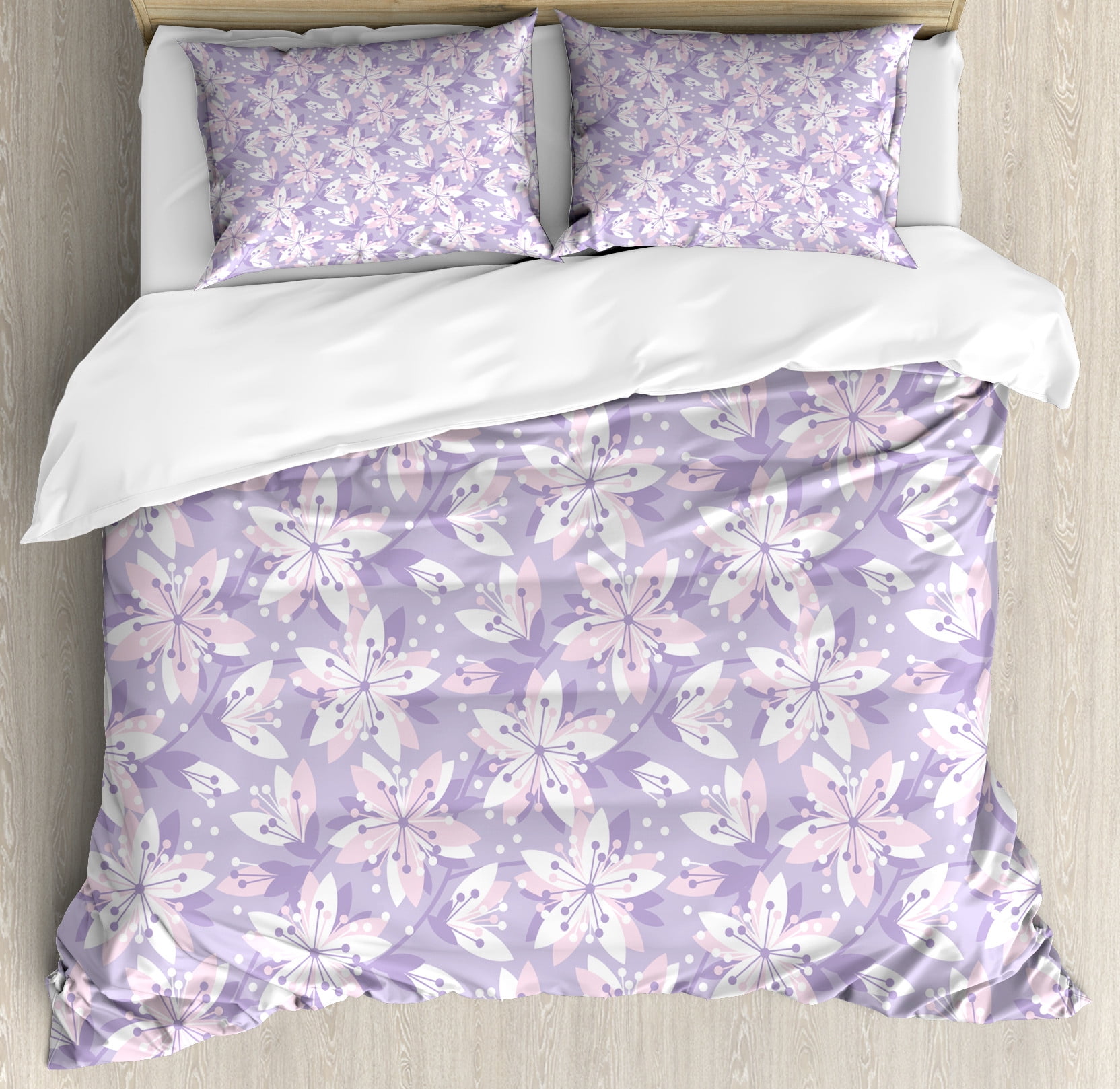 Floral Duvet Cover Set, Botanical Theme Abtract Flowers Pattern Spring ...