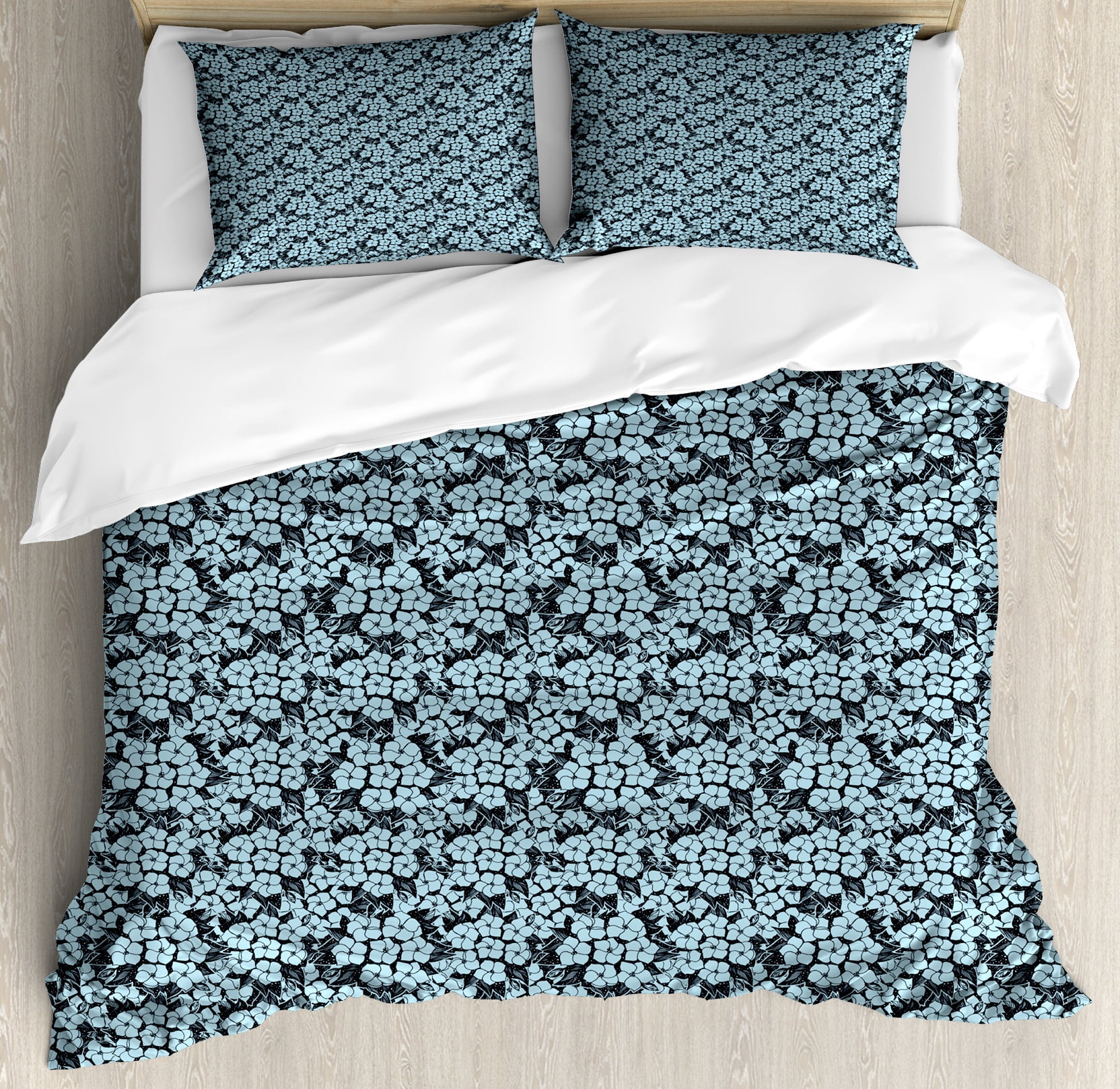Floral Duvet Cover Set, Close up Top View of Hydrangea Flowers Nature ...