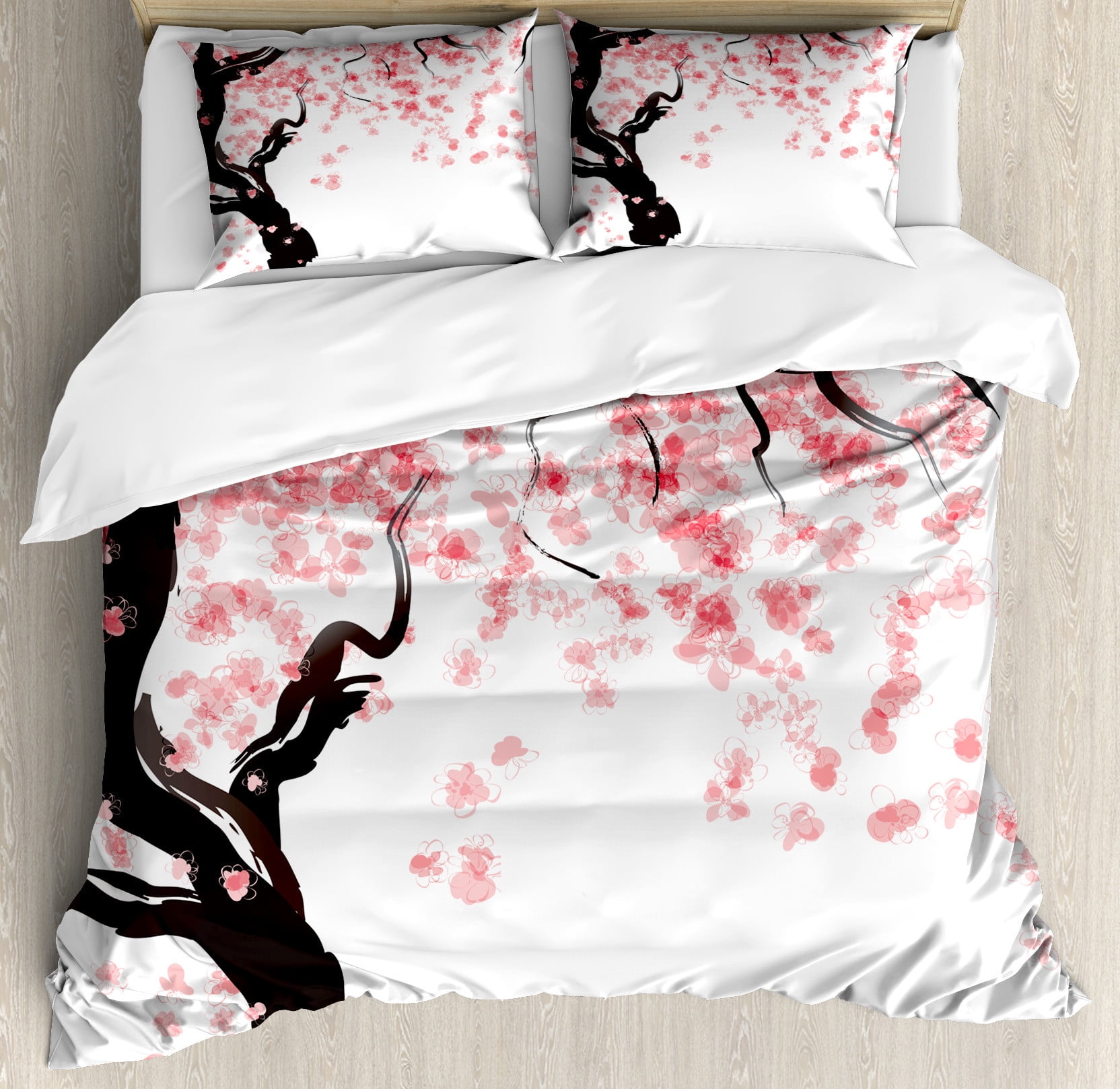 Floral Duvet Cover Set, Dogwood Tree Blossom in Watercolor Painting ...