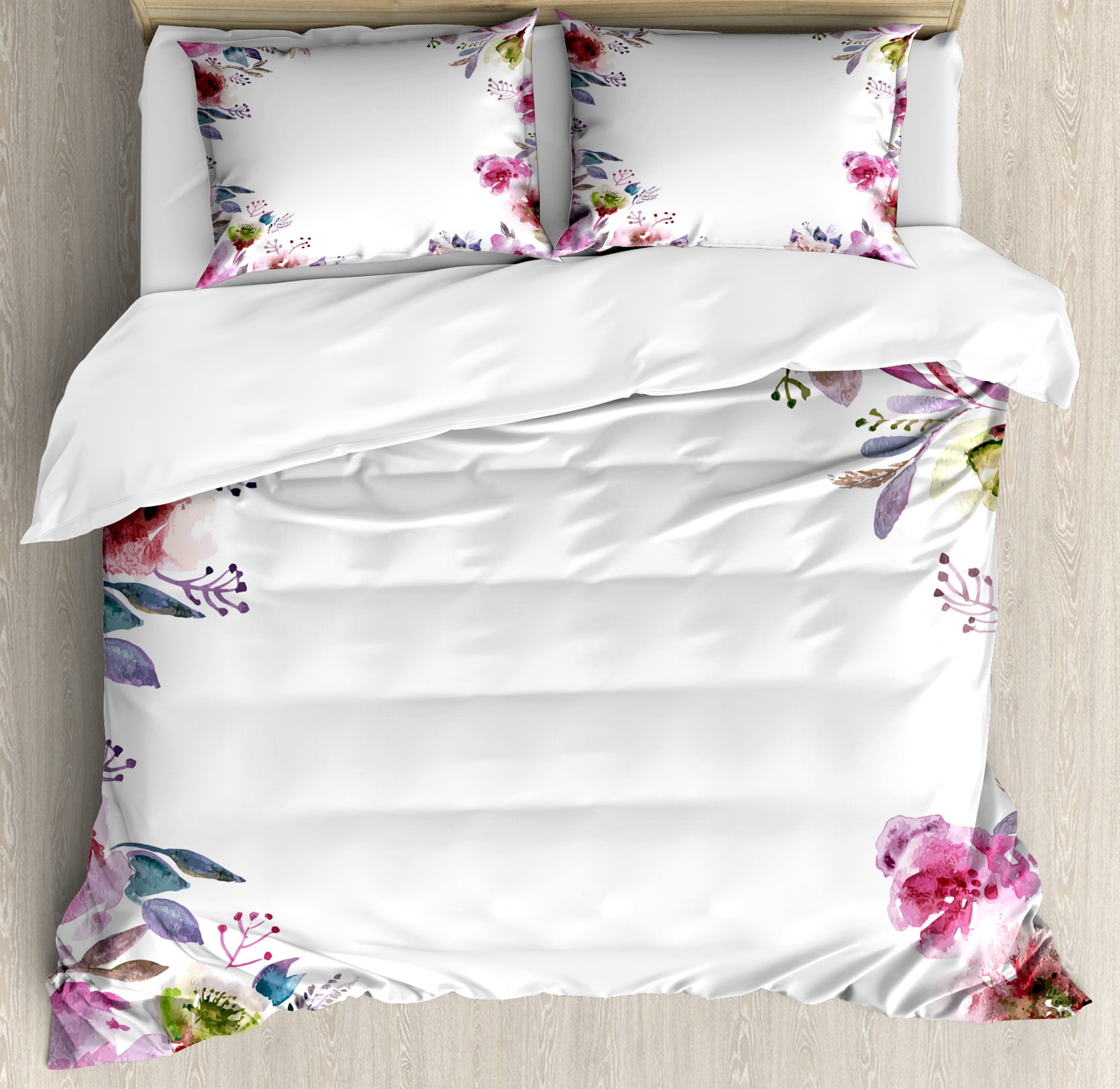 Floral Duvet Cover Set, Flower Background with Florets Blooms Bouquet ...
