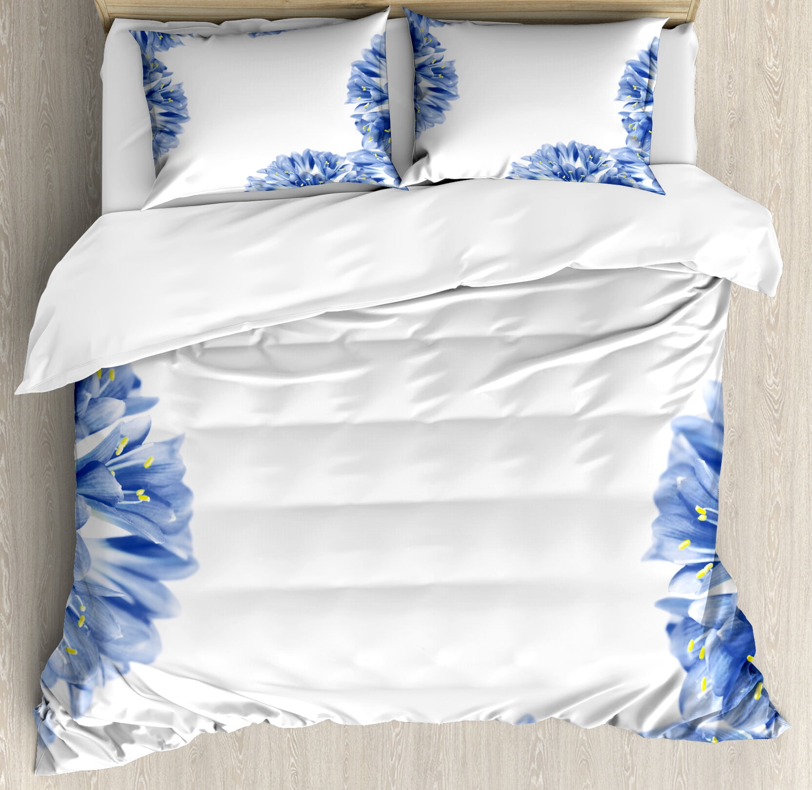 Floral Duvet Cover Set, Fresh Delicate Crocus Petals Border Springtime ...