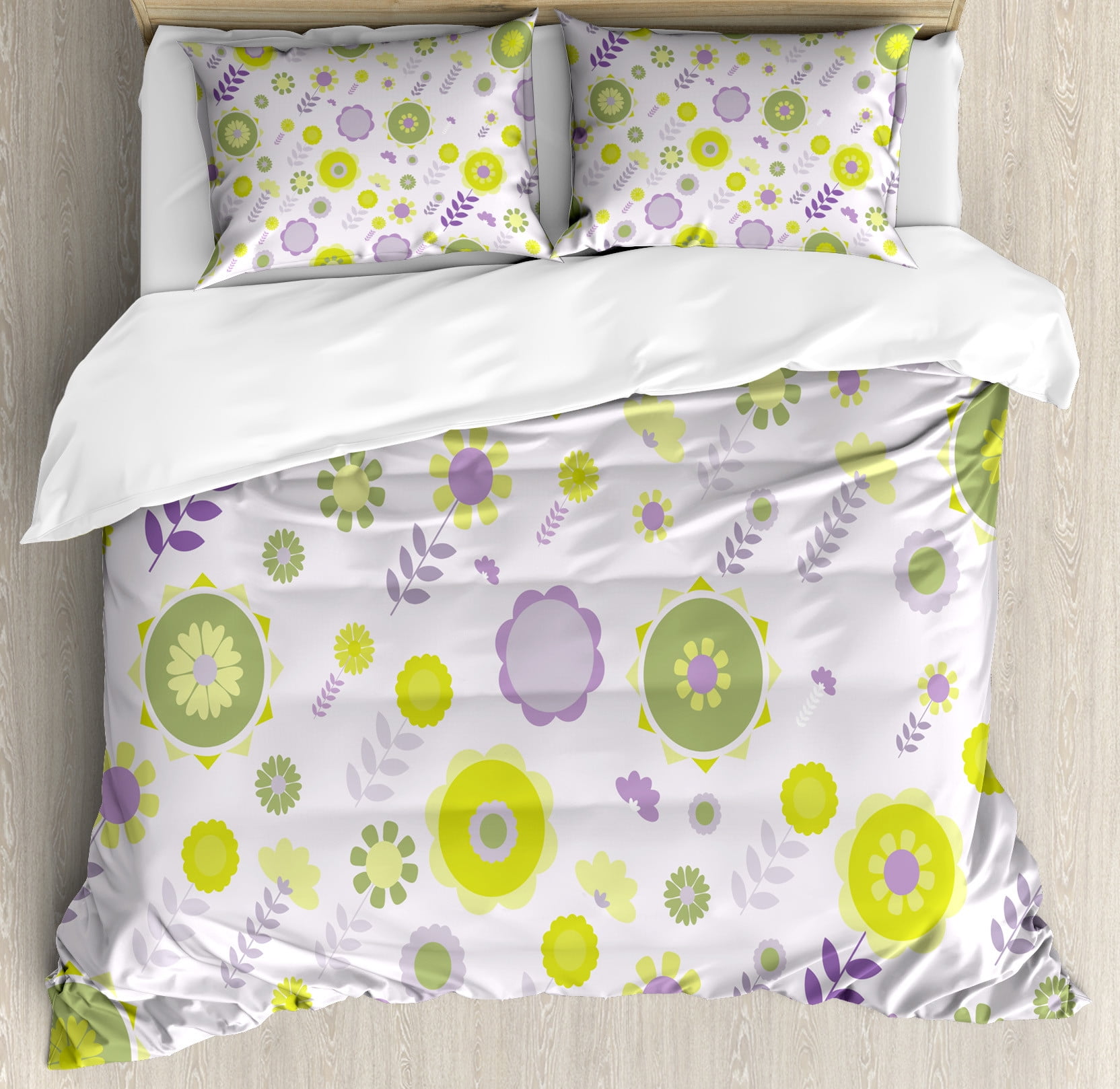 Floral Duvet Cover Set, Funky Flowers Pattern Nature Essence Beauty ...