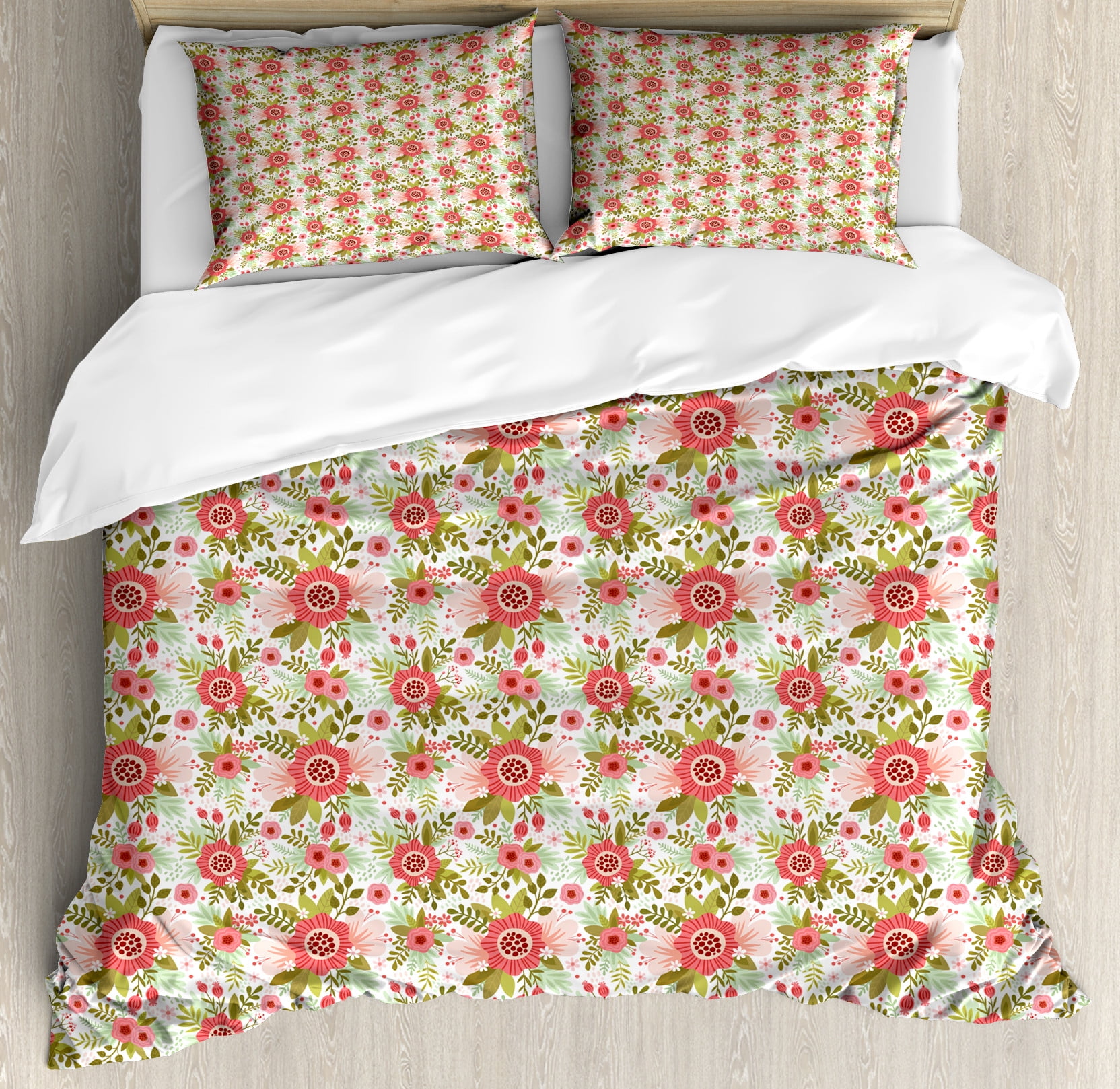 Floral Duvet Cover Set, Illustration of Continuous Romantic Pattern ...