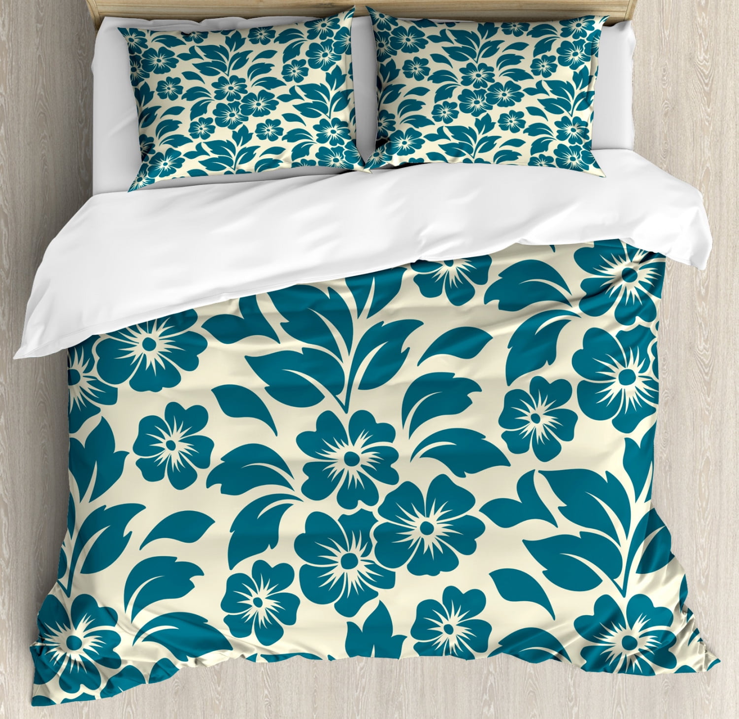 Floral Duvet Cover Set, Flower Petals Blossoms Shabby Form Fragrance ...