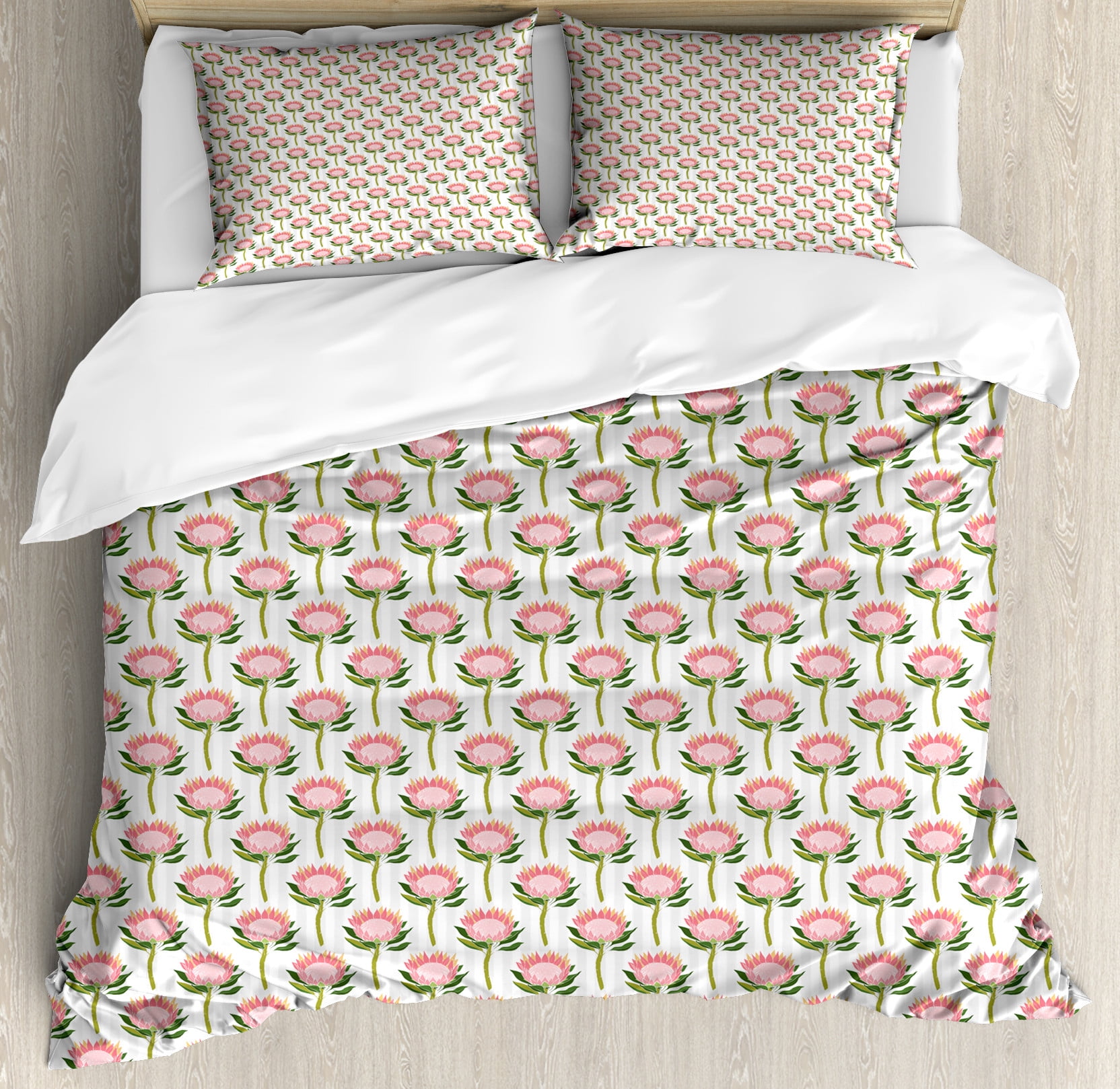 Floral Duvet Cover Set, Layout of Protea Flowers Vertically Assorted ...