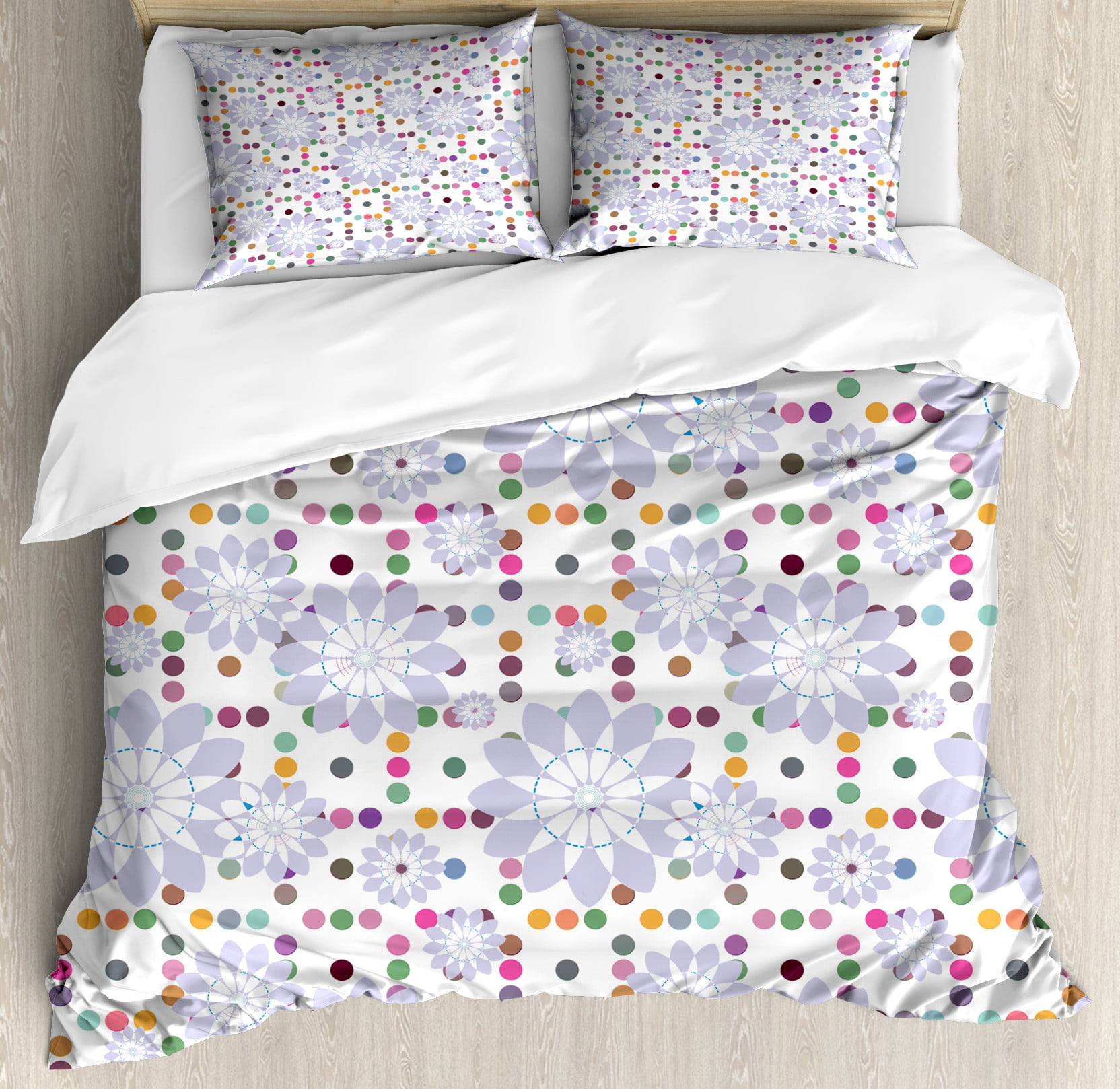 Floral Duvet Cover Set, Natural Theme Abstract Flowers Pattern with ...