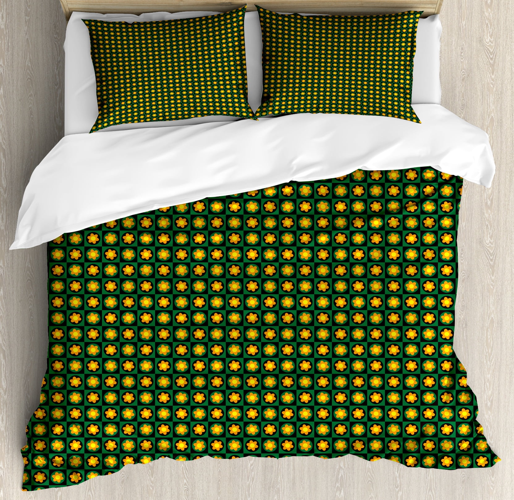 Floral Duvet Cover Set, Pastel Aster Daisy Bloom Petals Pattern in ...