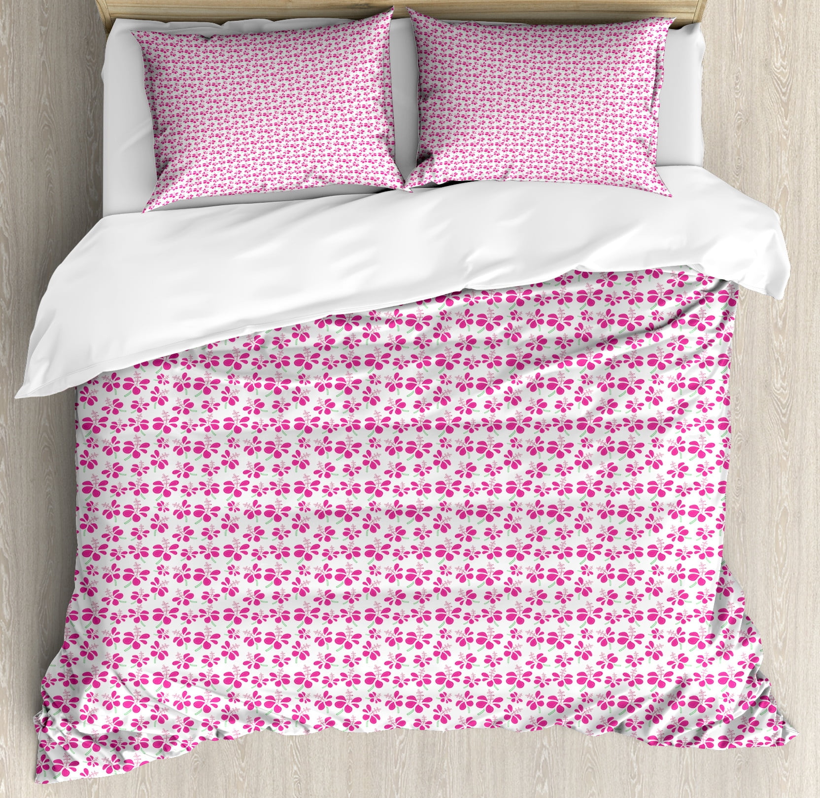 Floral Duvet Cover Set, Pinkish Flower Petals Ornamental with Romantic ...