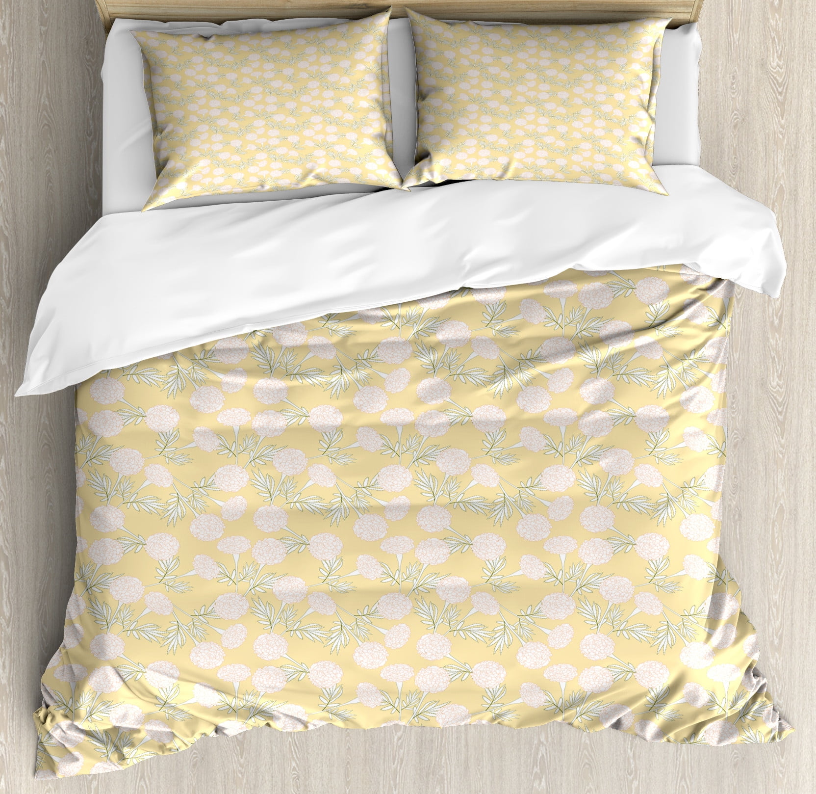 Floral Duvet Cover Set, Repetitive Spring Pattern of Outline Clove Flowers Print, Decorative 3 ...