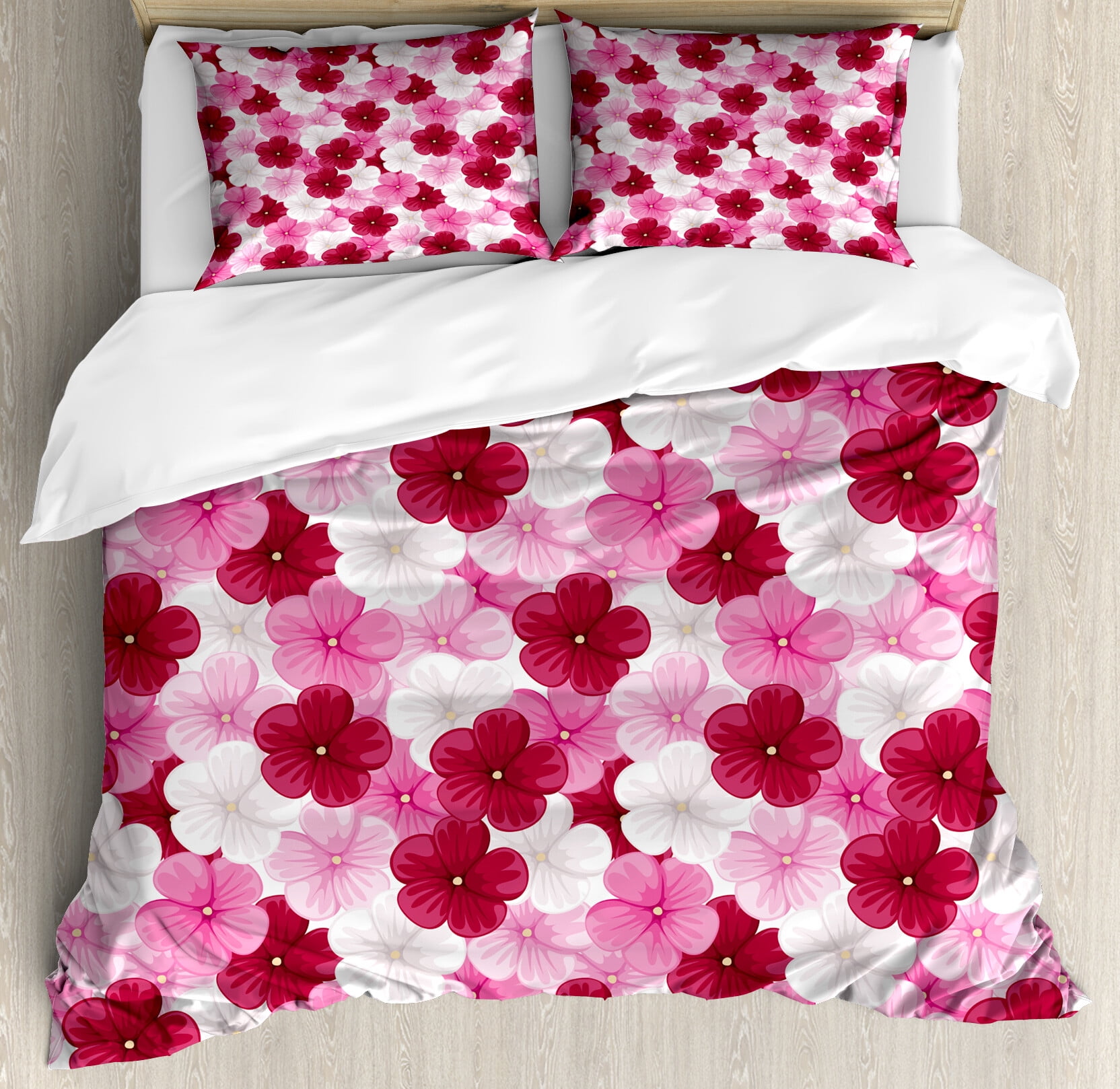 Floral Duvet Cover Set, Rhythmic Spring Awakening Blossoming Common ...
