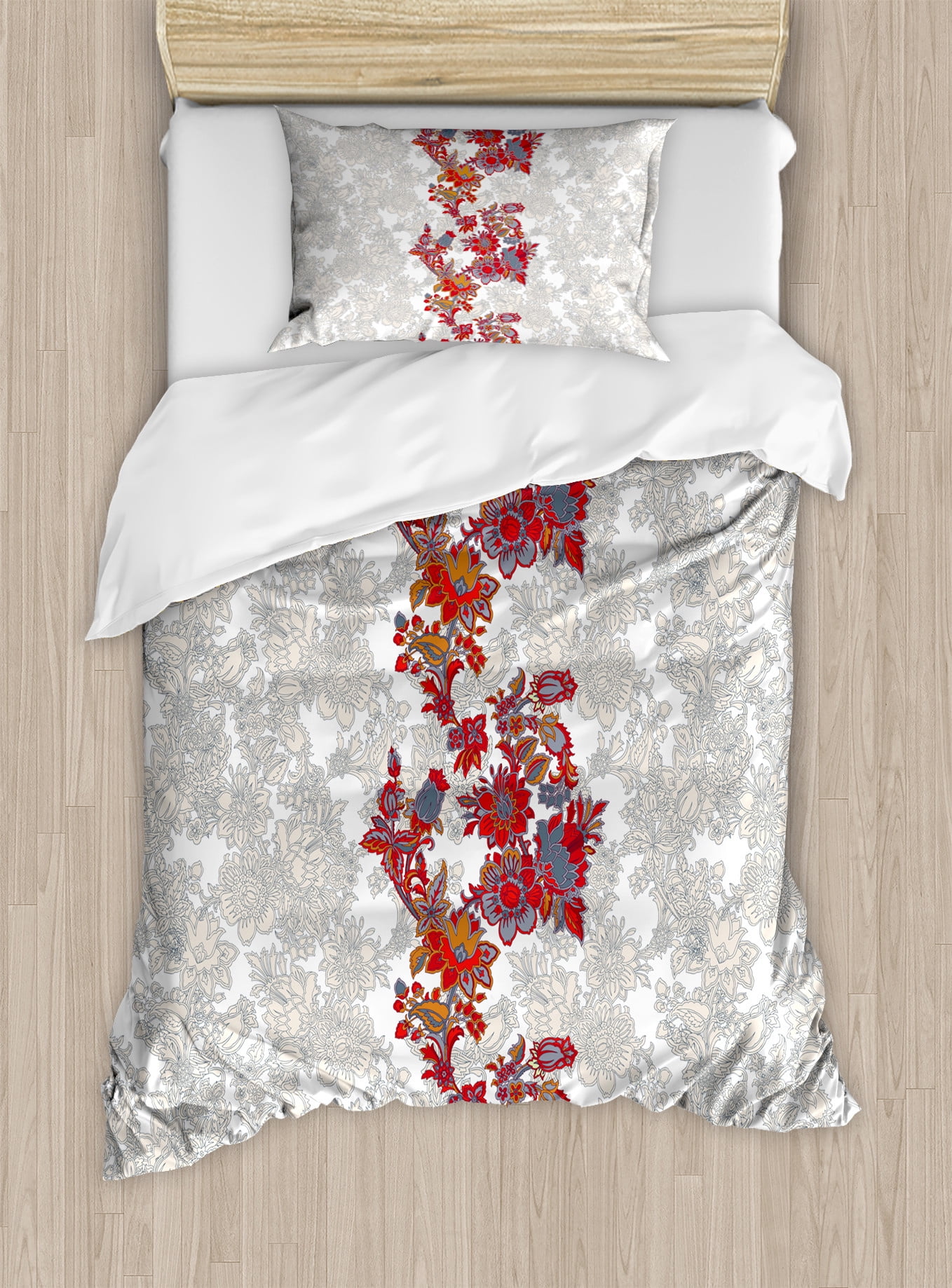 Floral Duvet Cover Set, Romantic Boho Style Narcissus Magic Magnolia ...