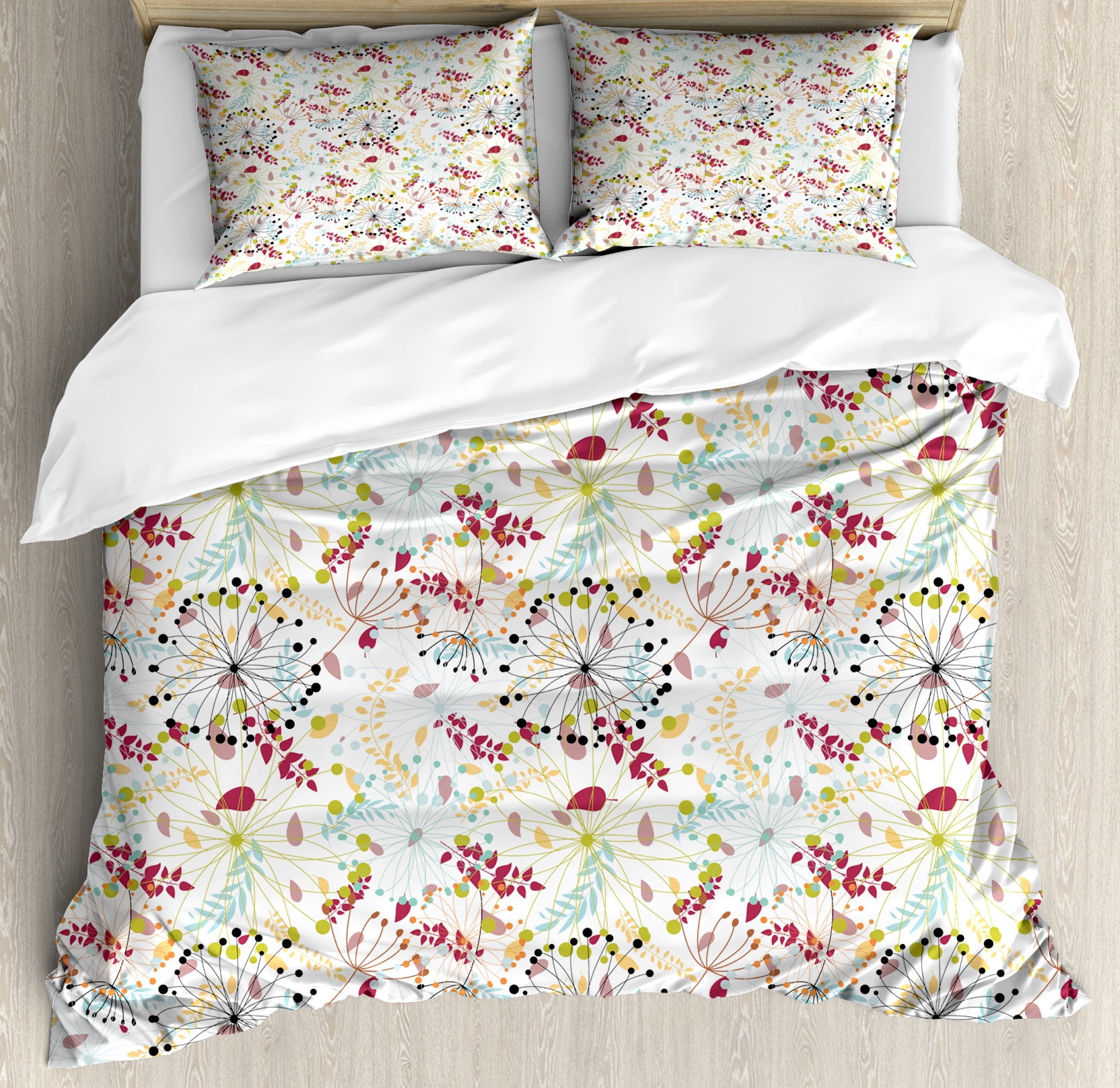 Floral Duvet Cover Set, Spring Petals Botanical Nature Inspired Beauty ...