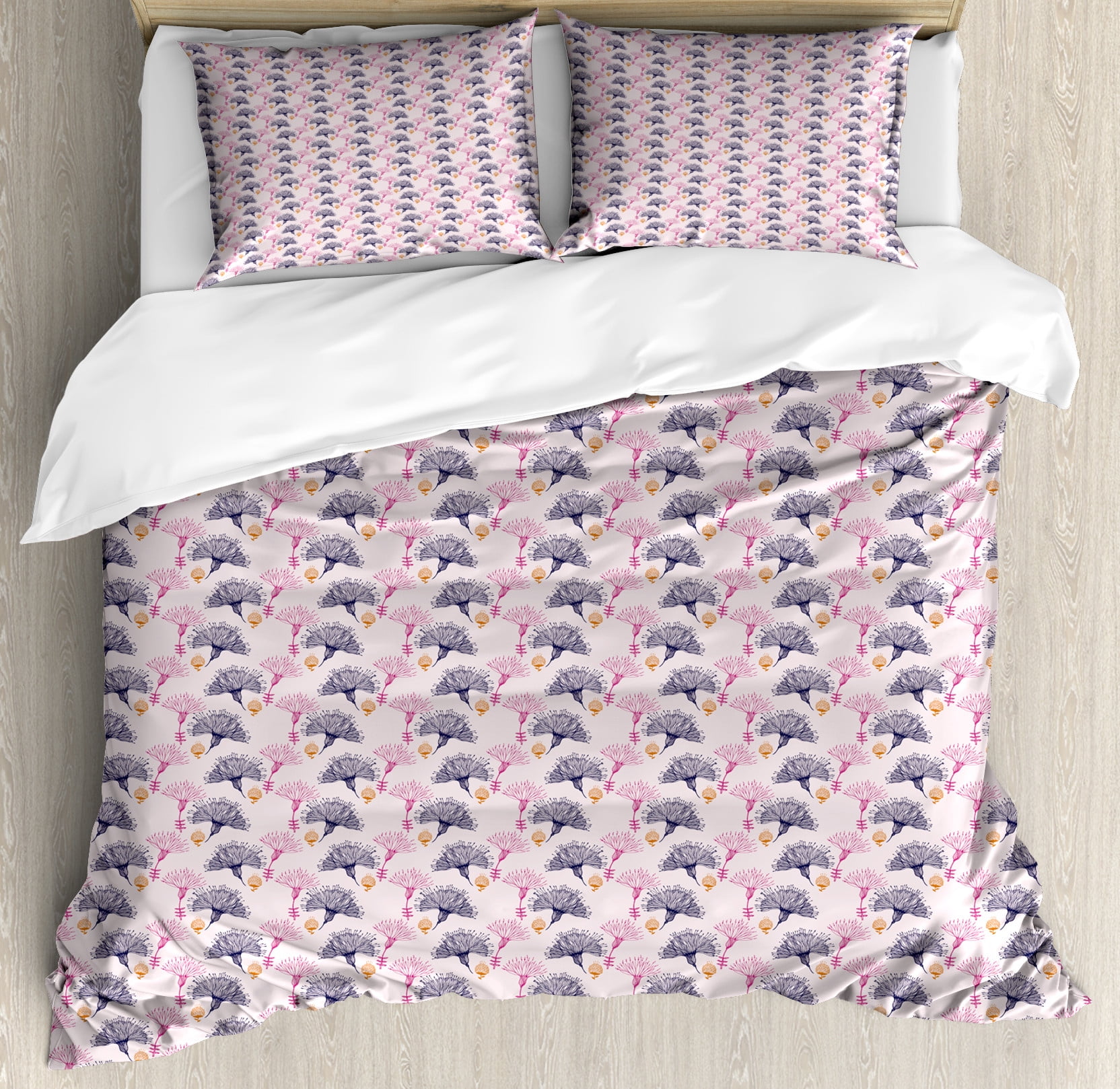 Floral Duvet Cover Set, Vertically Arranged Dandelion Flowers Thin ...