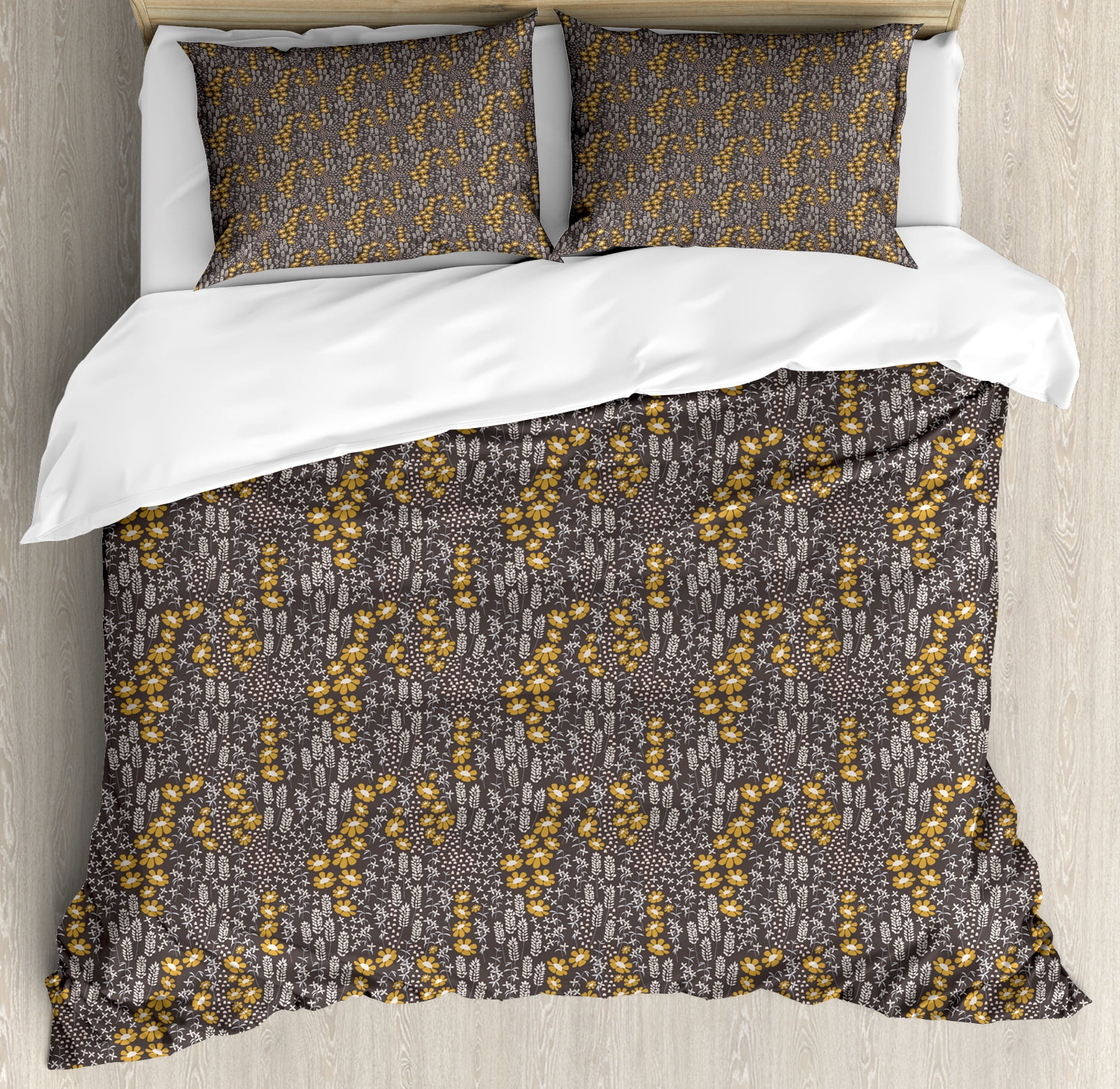 Floral Duvet Cover Set, Vintage Themed Ornamental Hand Drawn ...