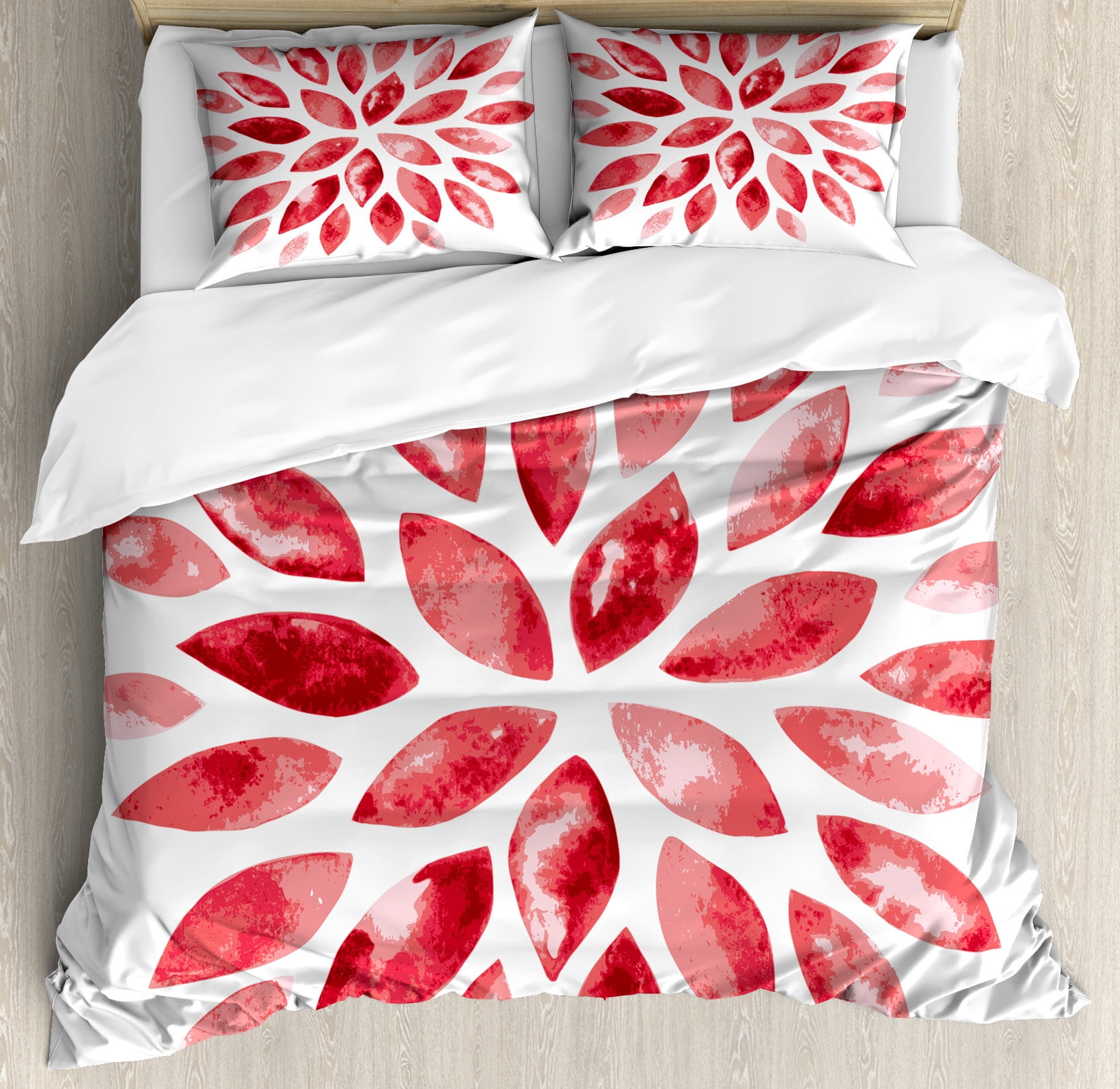 Floral Duvet Cover Set, Watercolor Style Flower Buds Petals Nature ...