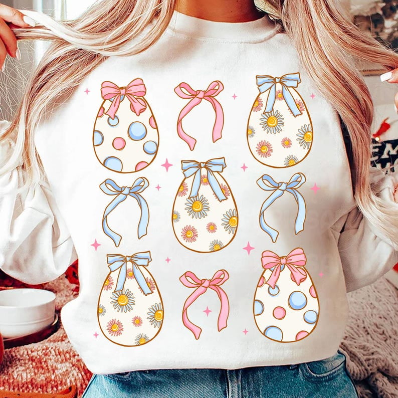 Floral Easter Coquette Sweatshirt, Boho Floral Easter Sweatshirt, Retro ...