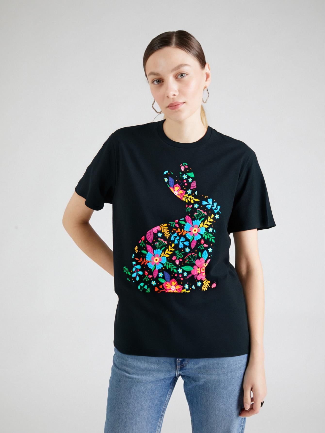 Floral Easter Women Girls Easter Bunny Spring Flowers Rabbit T-Shirt ...