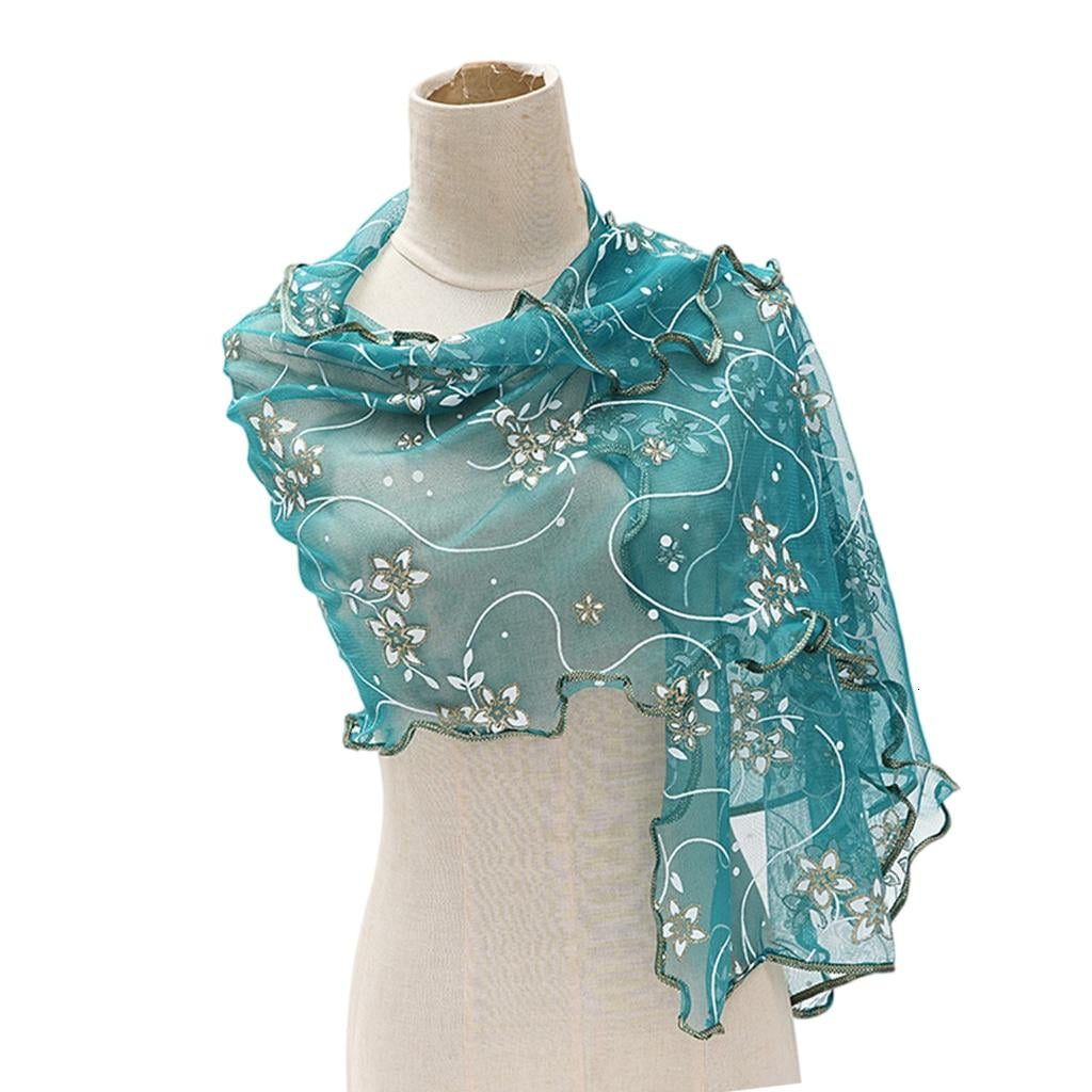Floral Edge Scarf Soft Polyester Neck Wrap For Casual Outing Or Formal ...