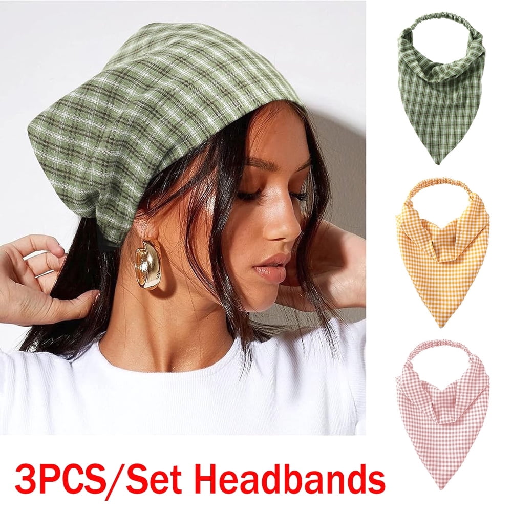 Floral Elastic Hair Scarf Headband 3PCS Chiffon Head Kerchief Headband ...