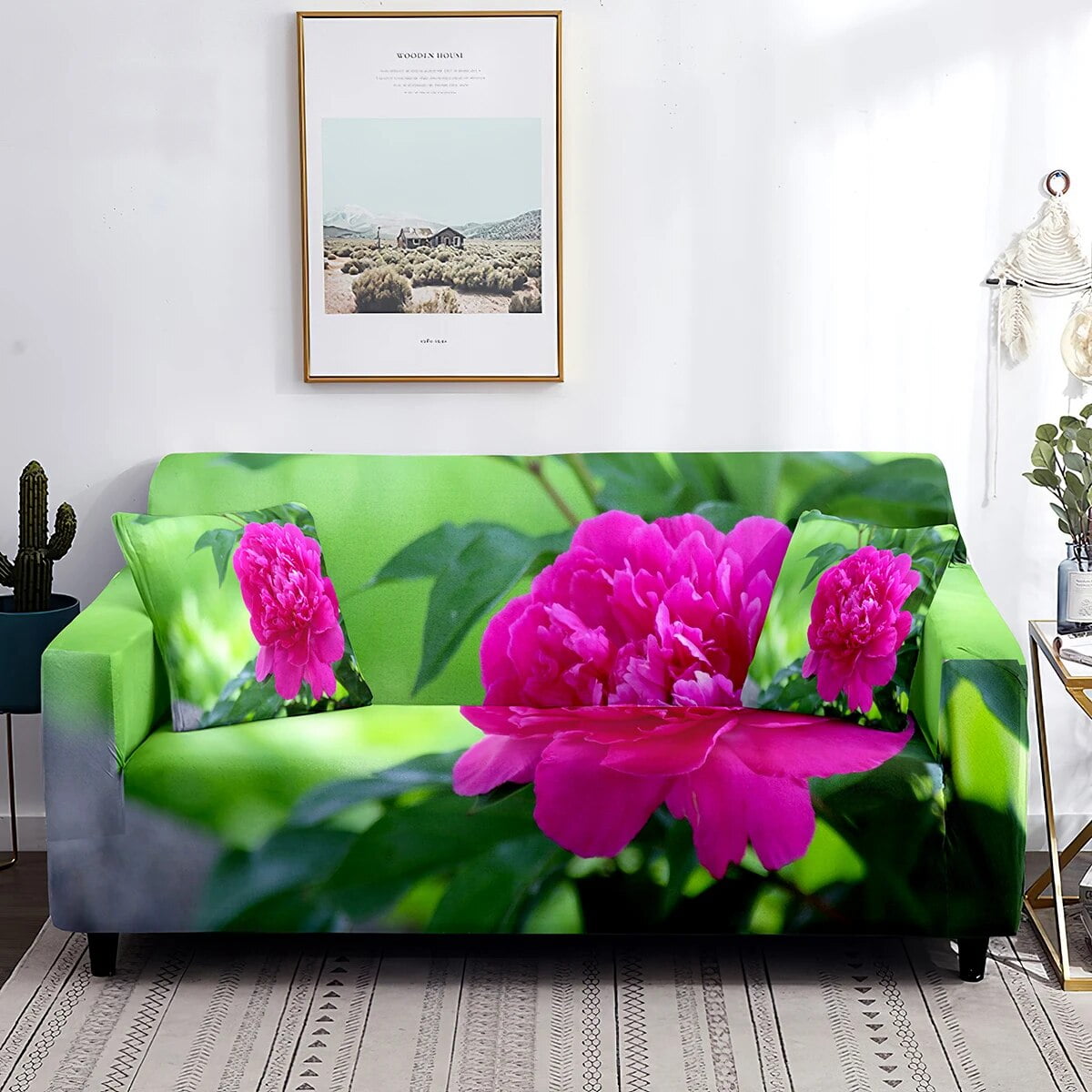 Floral Elastic Sofa Cover 1/2/3/4 Seat Peony Flower Painted Print Couch ...