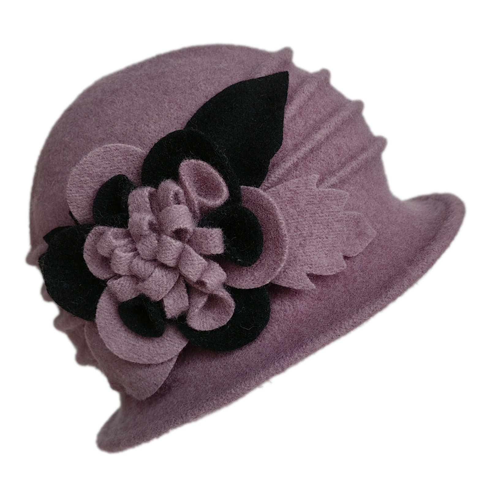 Floral Embellished Wool Beret for Women, Vintage 1920s Style Wool Blend ...