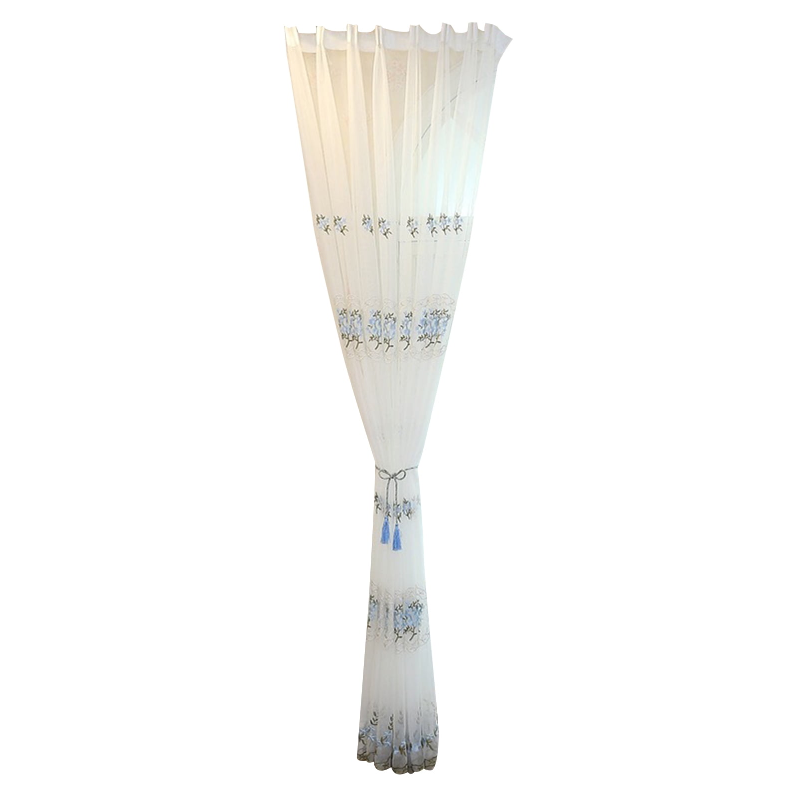 Floral Embroidered Semi-Transparent Sheer Curtains for Living Room ...