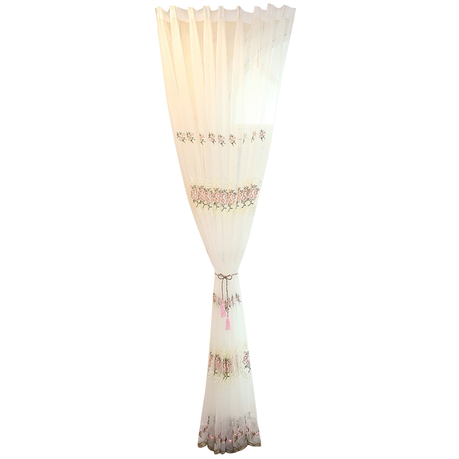 Floral Embroidered Semi-Transparent Sheer Curtains for Living Room ...