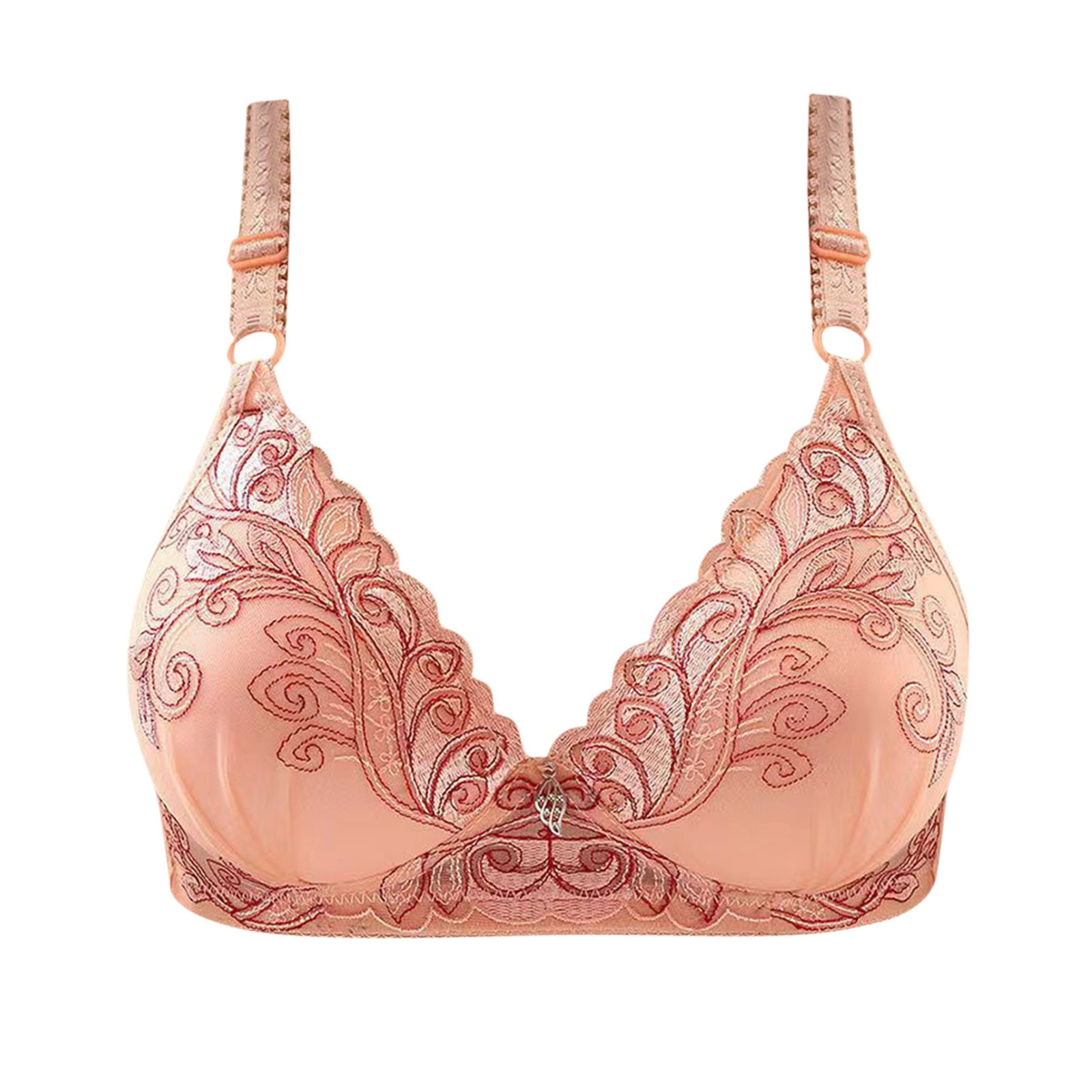 Floral Embroidery Bras for Women No Underwire Full Coverage Push Up Bra ...