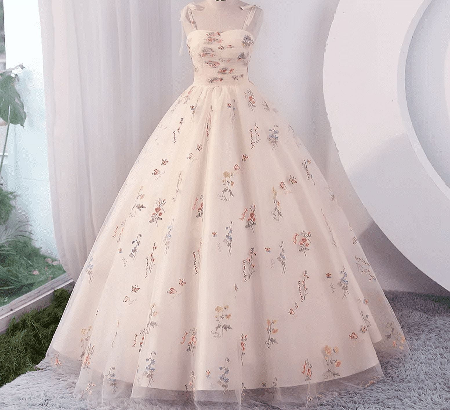 Floral Embroidery Long Prom Evening Dresses for Women Summer Elegant ...