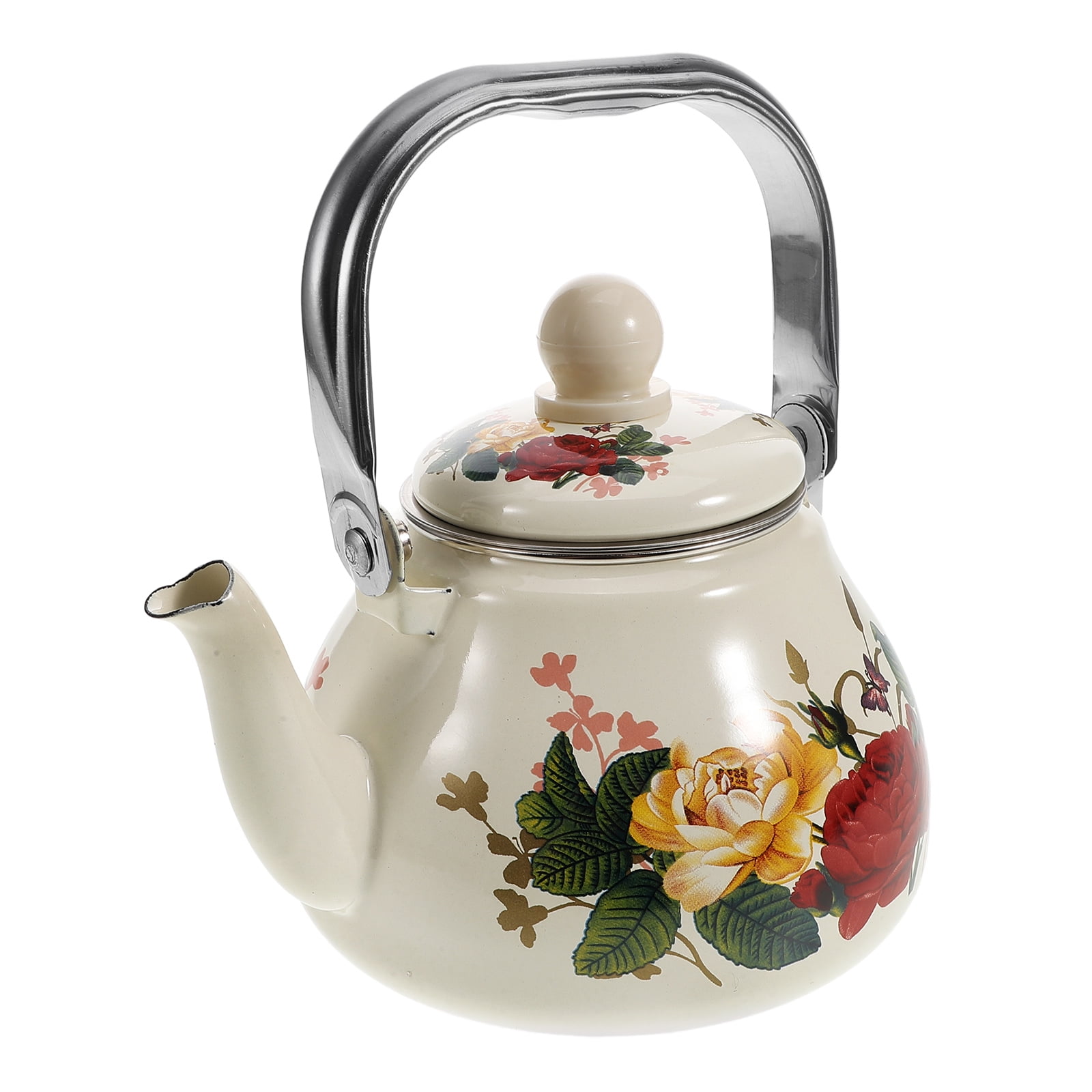Floral Enamel Tea Kettle with Strainer Kettles Pot - Walmart.com