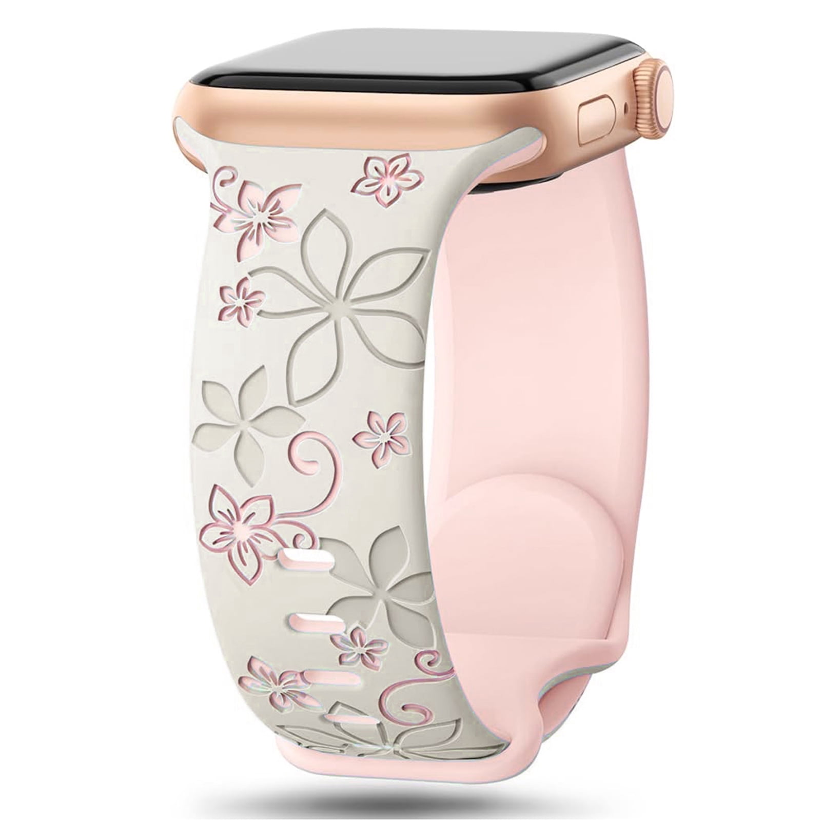 Floral Engraved Bands Compatible with Apple Watch Band 38mm 40mm 41mm ...