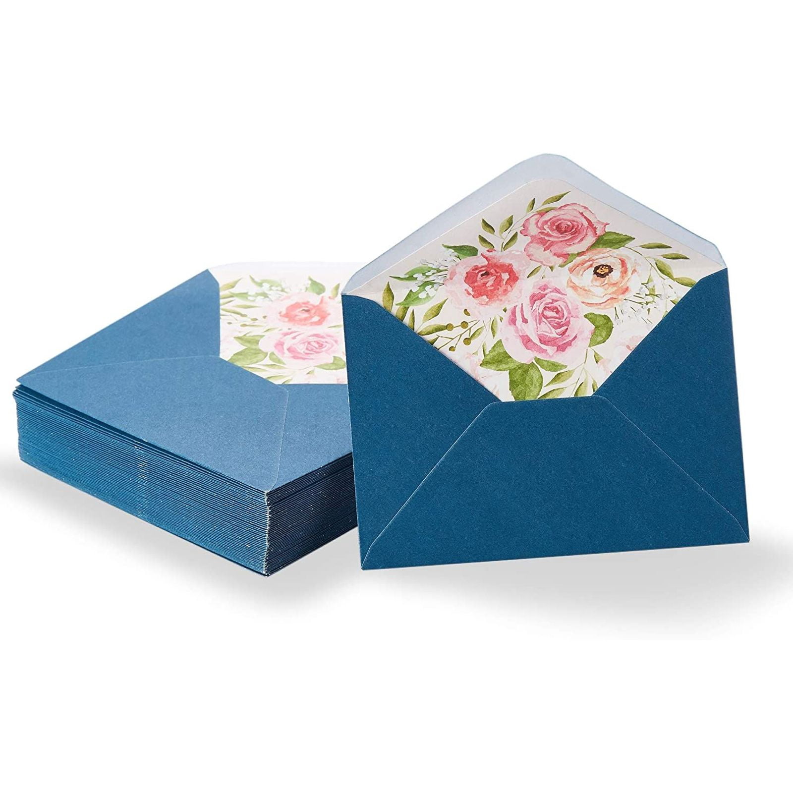 Floral Envelopes for Invitations and Greeting Cards (Blue, 3 x 5 in, 50 ...