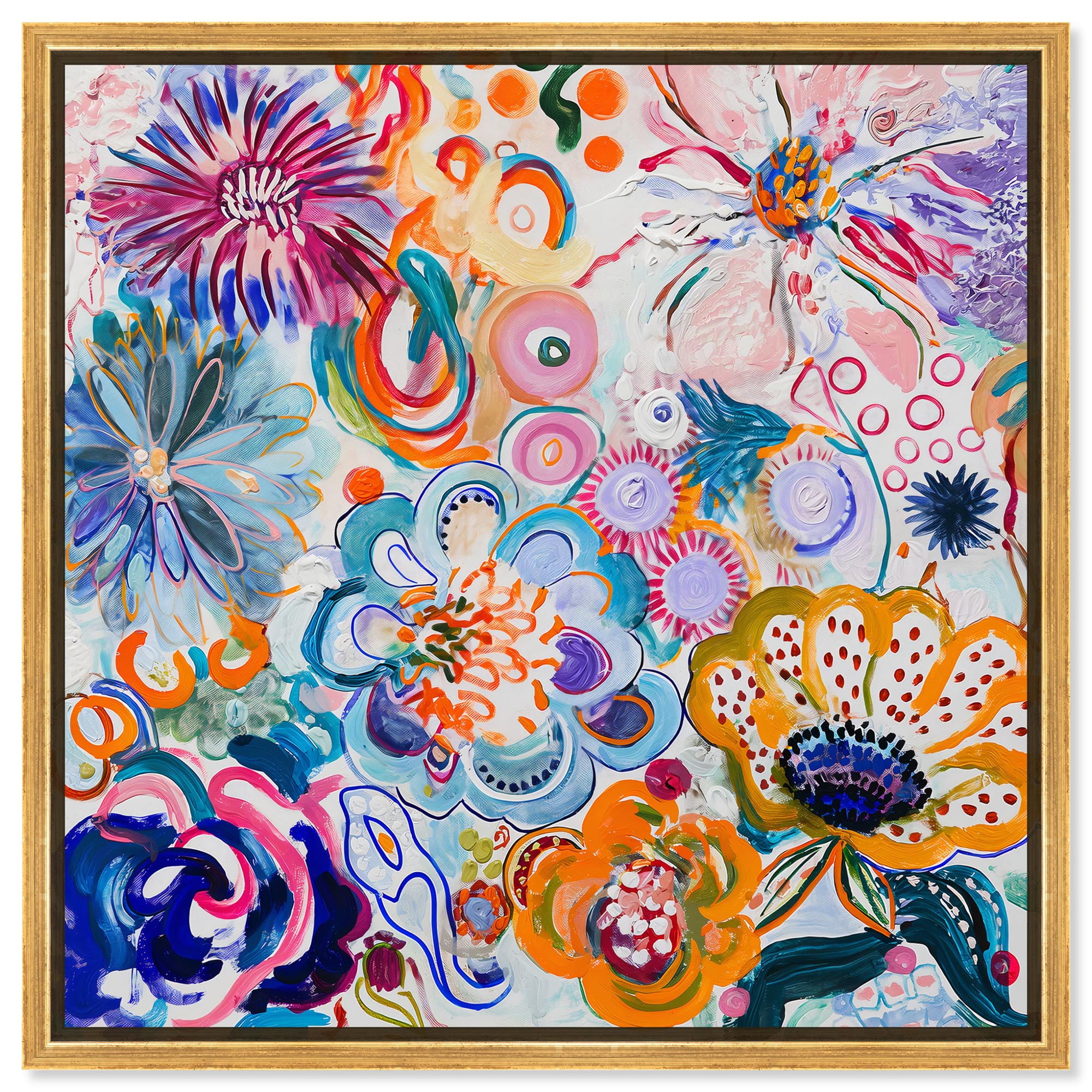 Floral Epiphany Canvas Floral Abstract Art by Art Remedy, Gold Frame ...