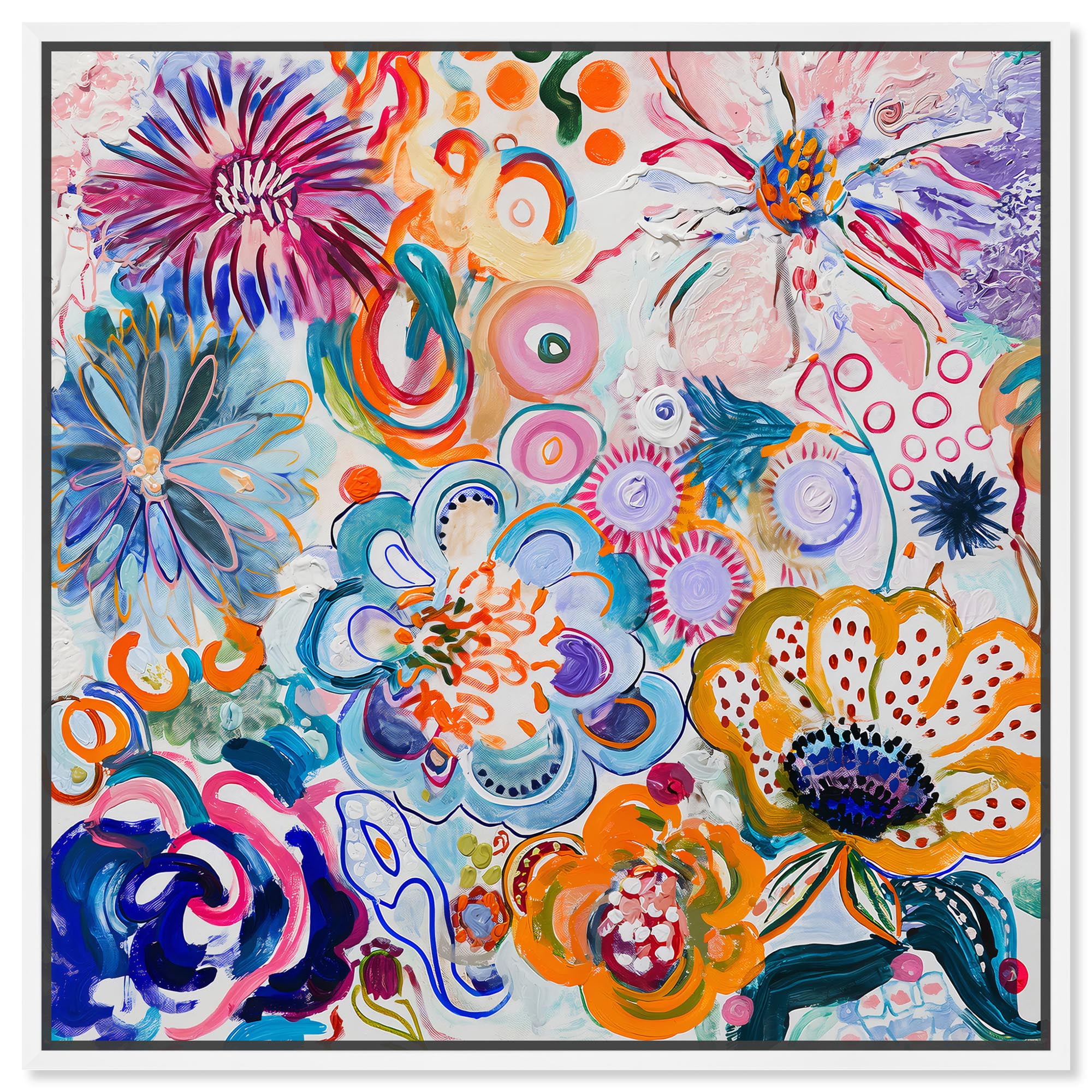 Floral Epiphany Canvas Floral Abstract Art by Art Remedy, White Frame ...