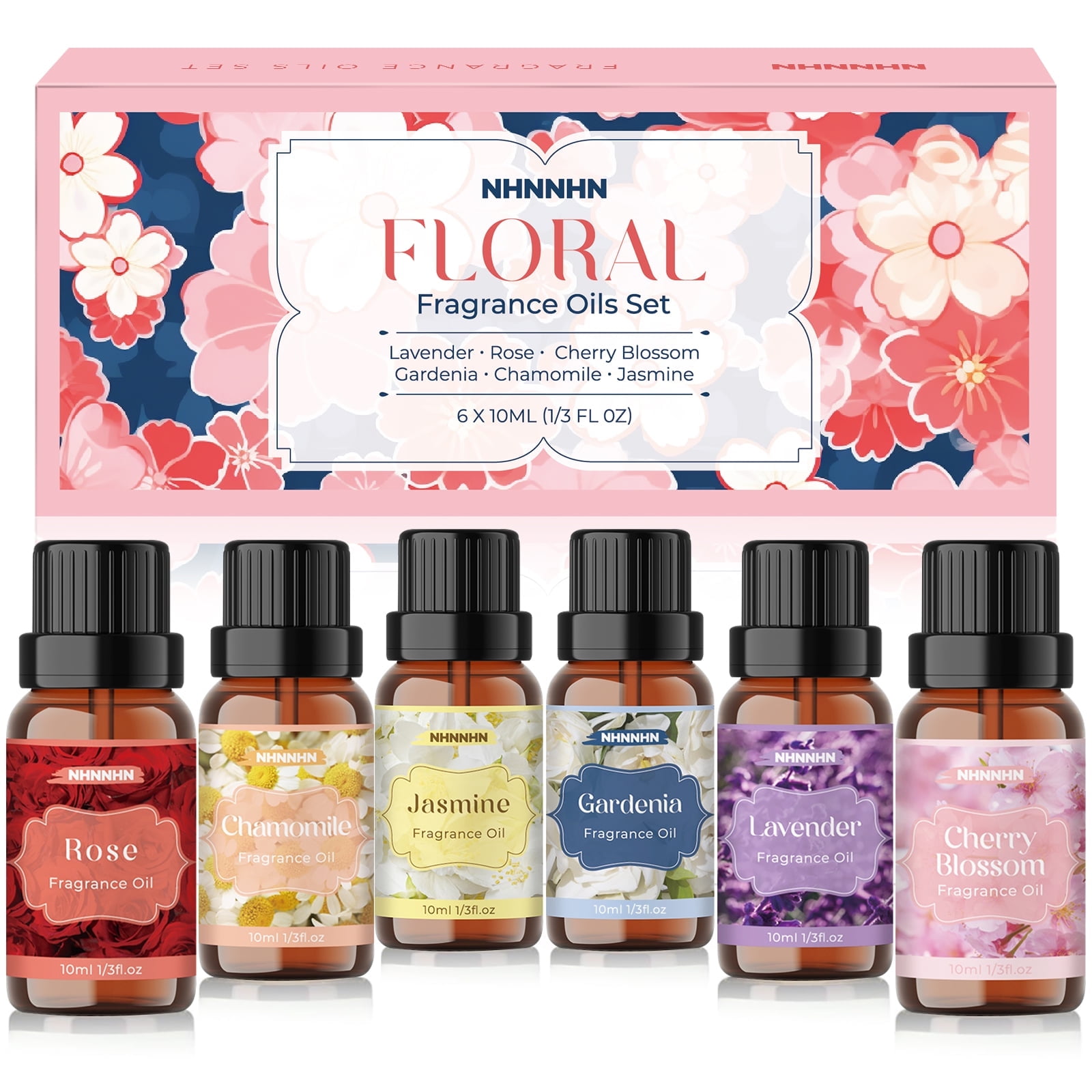 Floral Essential Oils Set, Natural Flower Fragrance Oil Gift for Women -Chamomile, Cherry ...