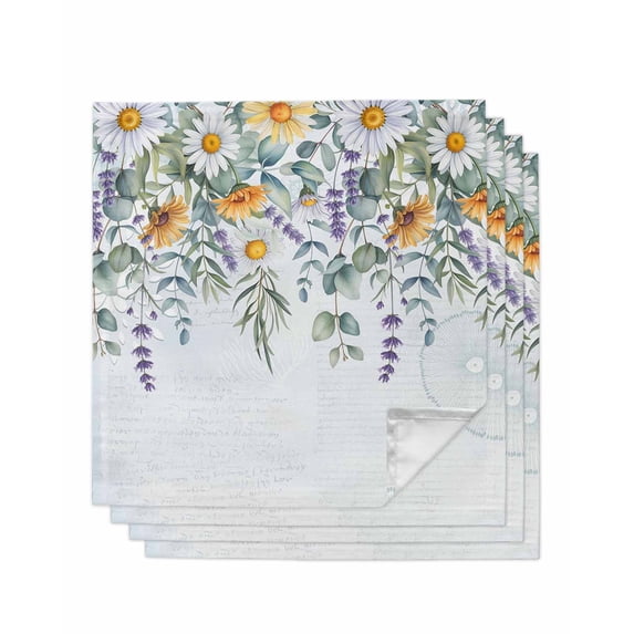 Floral Eucalyptus Leaves Cloth Napkins Set of 4 Reusable Dinner Napkins ...