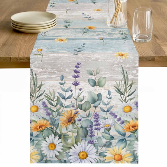Floral Eucalyptus Leaves Table Runner 120 Inches Long Farmhouse Dress ...