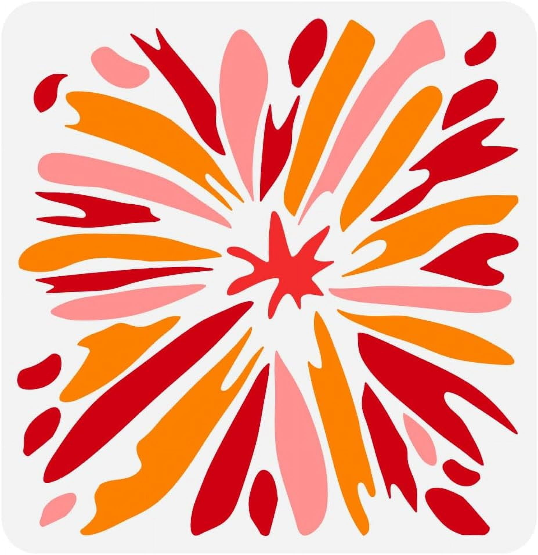 Floral Explosion Painting Stencil 11.8x11.8 inch Reusable Large Flower ...