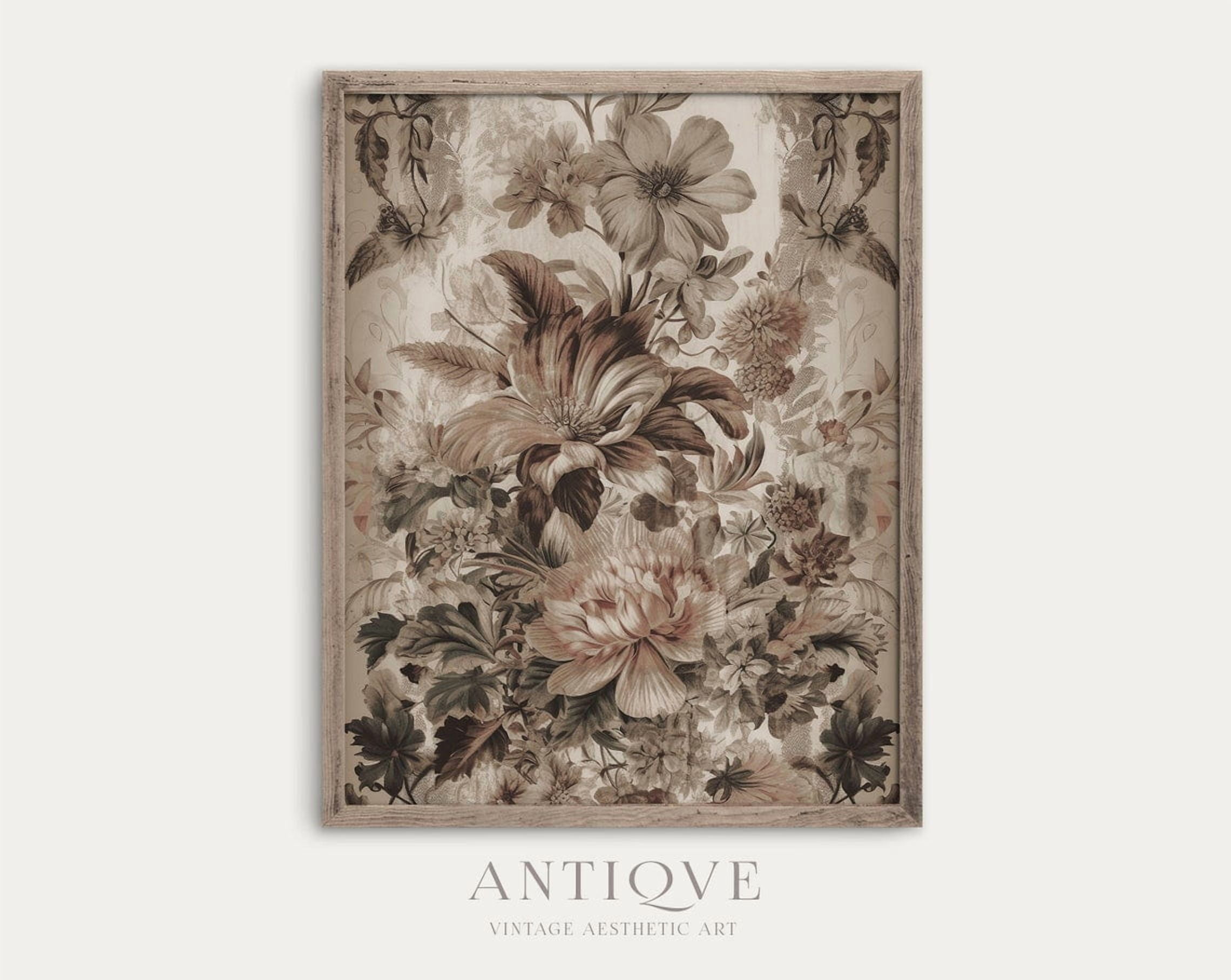 Floral Fabric, Autumn Colour Palette, Neutral Wall Art UNFRAMED Poster ...