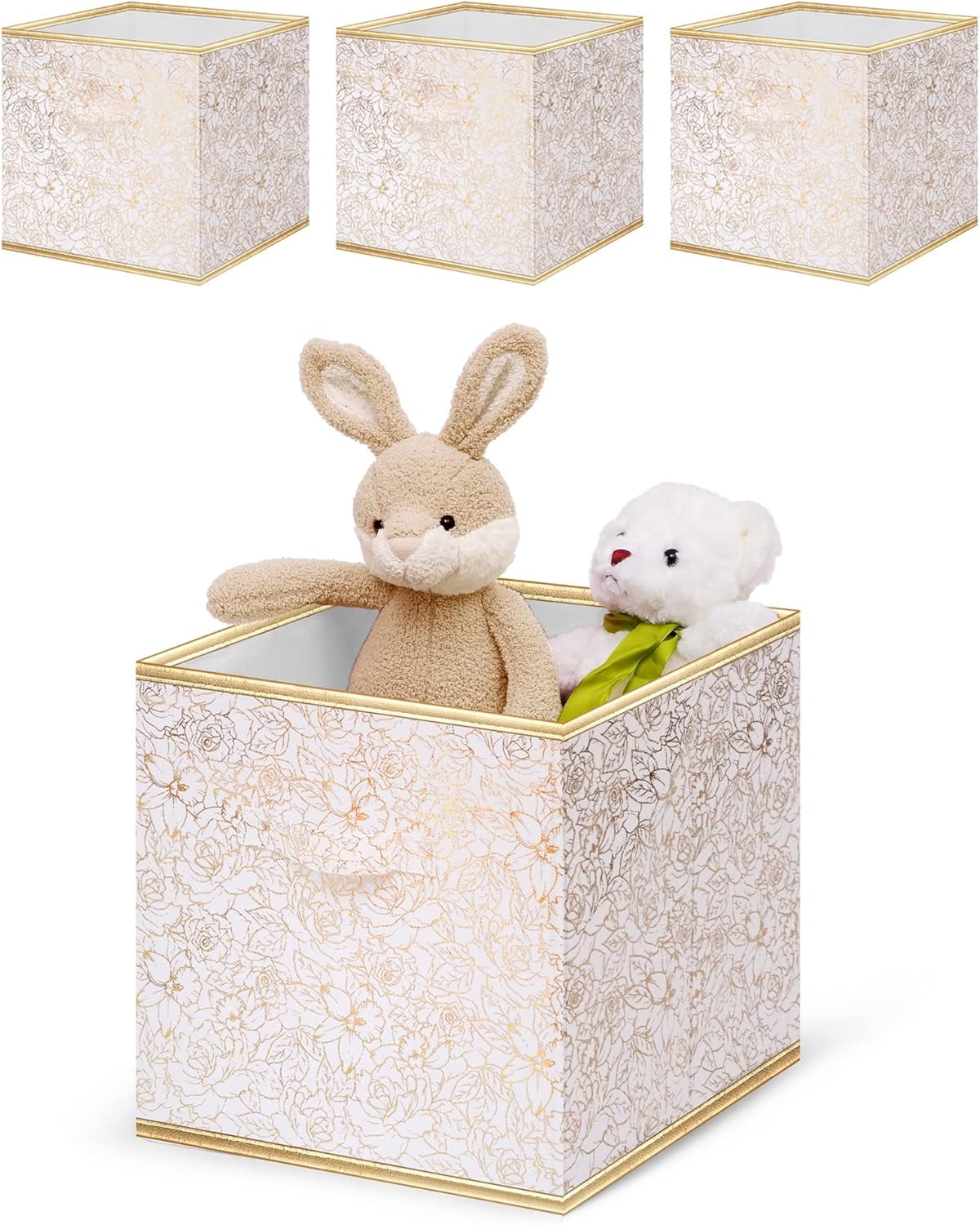 Floral Fabric Storage Cube Bins, 13x13x13 Inch Cube Storage Bins with ...