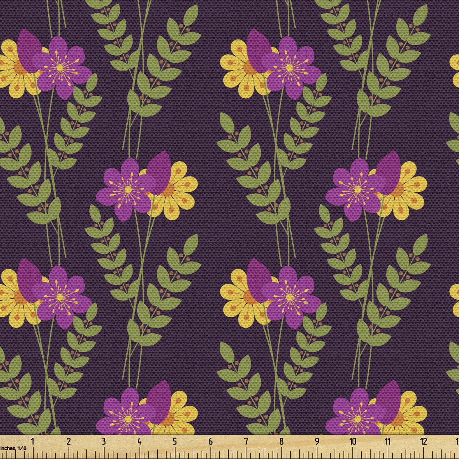 Floral Fabric by the Yard, Awakening Spring Season Scene of Flourishing ...