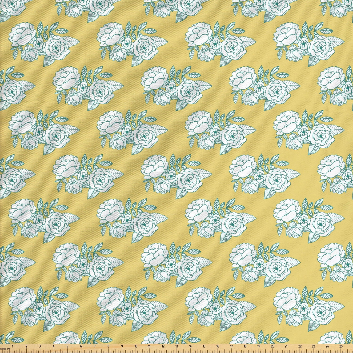 Ambesonne Floral Fabric by the Yard Upholstery, Graphic Images of ...