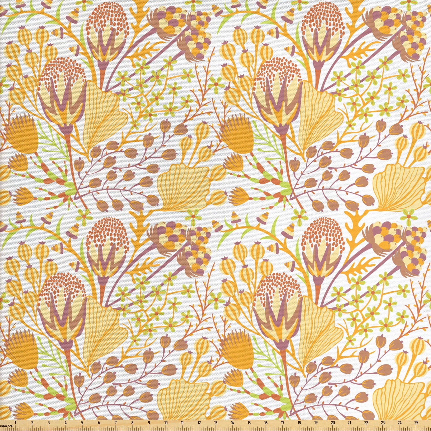 Ambesonne Floral Fabric by the Yard Upholstery, Simple Design Wild ...