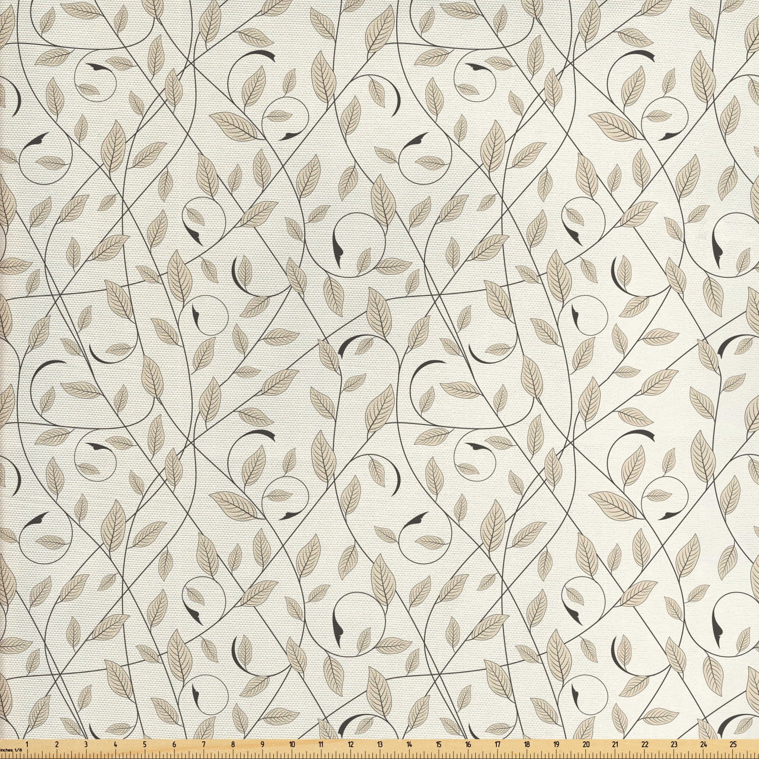 Floral Fabric by the Yard, Illustration of Curling Branches with ...