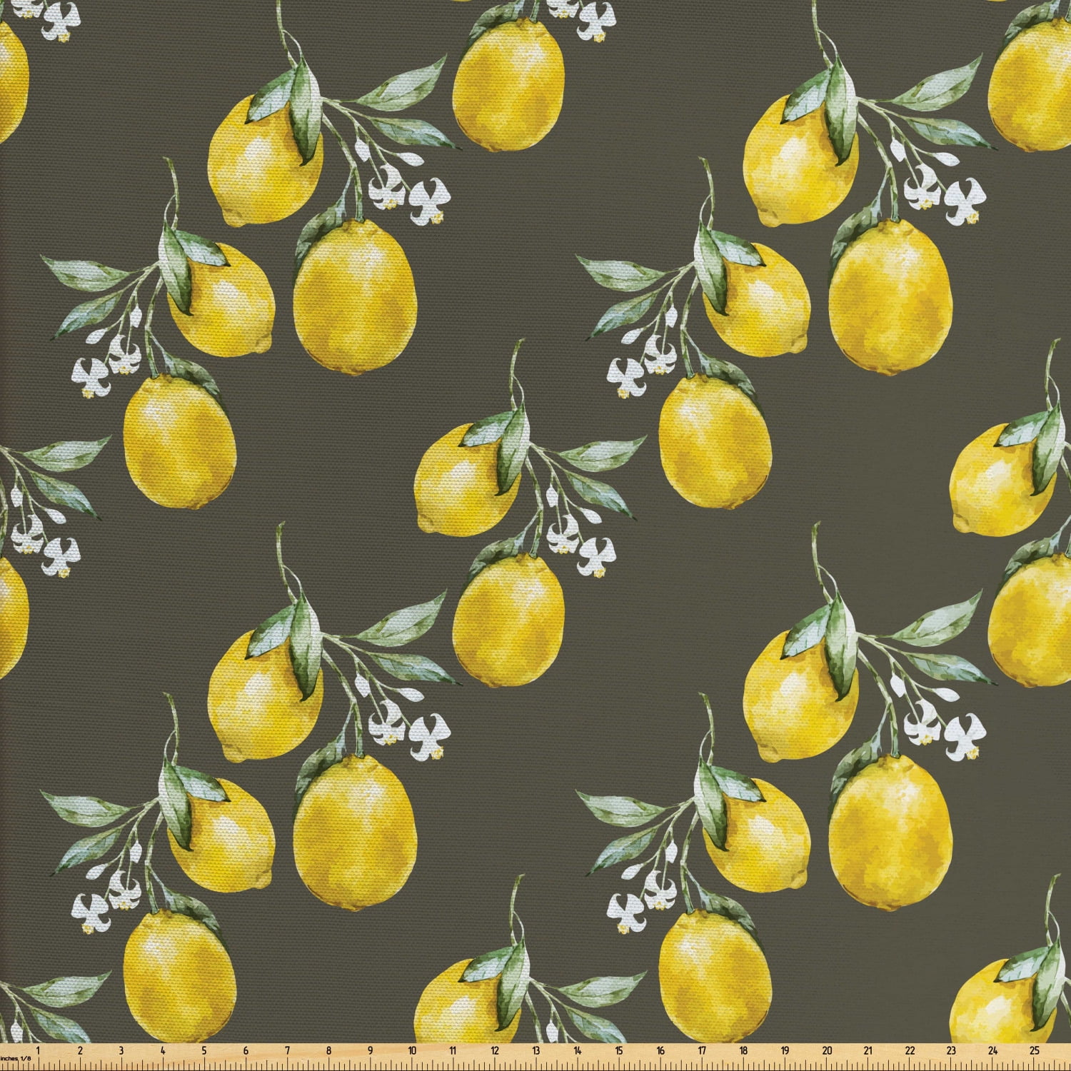 Ambesonne Nature Fabric by the Yard Upholstery, Lemon Branches Growth ...